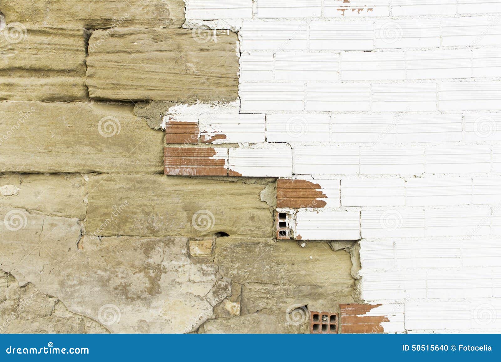 Broken white bricks stock photo. Image of backdrop, aged - 50515640