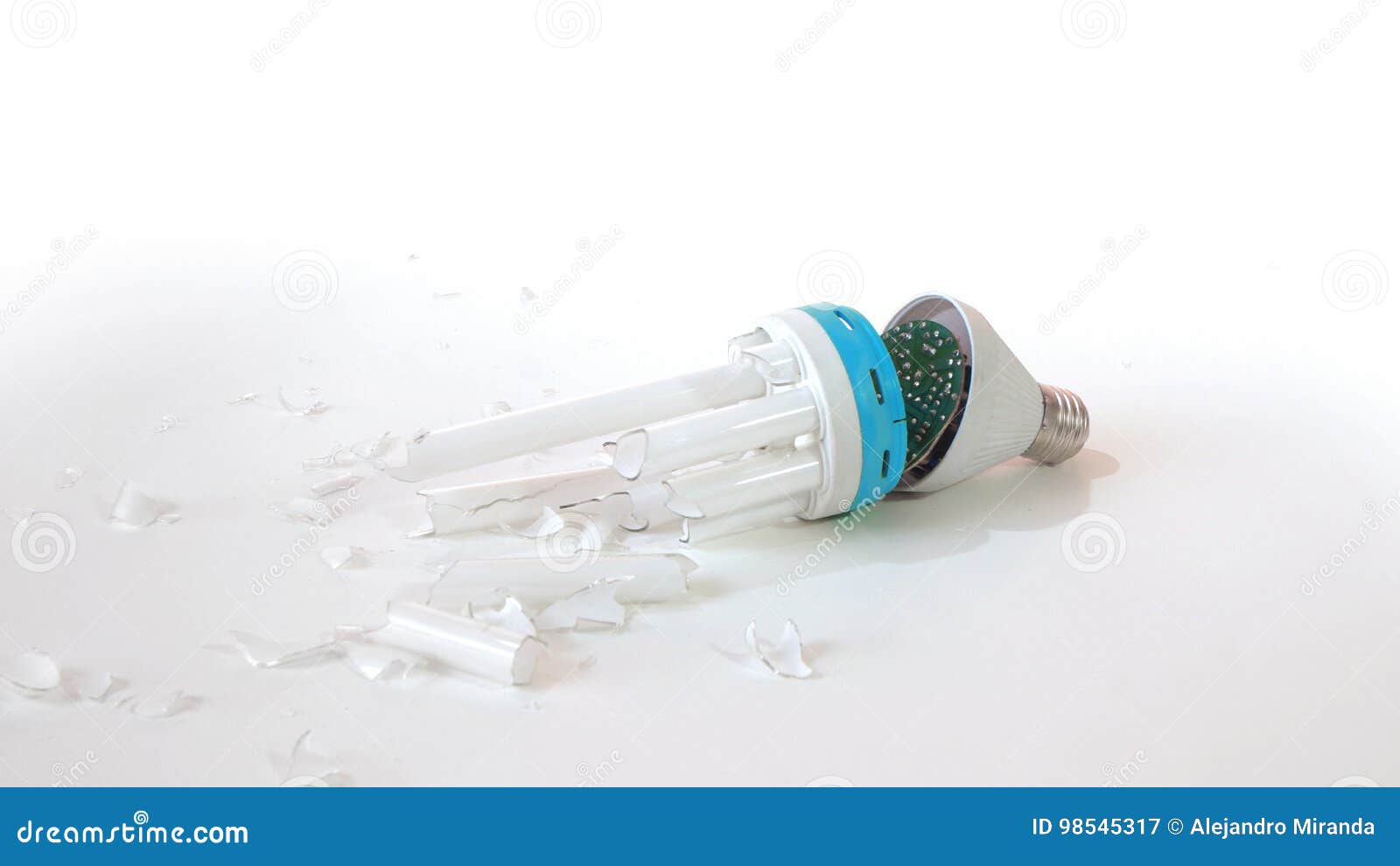 Broken White Light Spotlight with Pieces Scattered Stock Image - Image ...