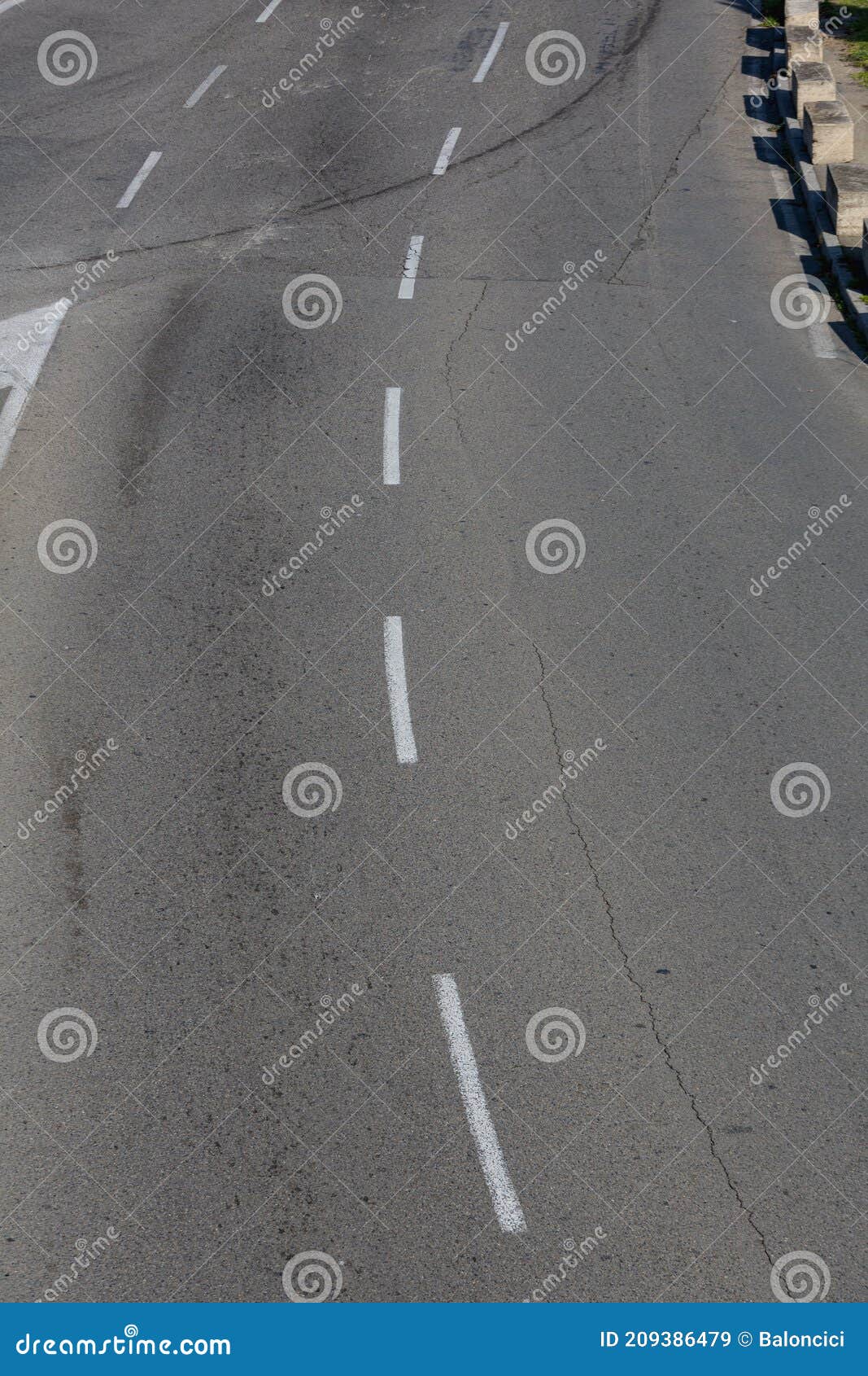 Broken White Lines Road stock image. Image of broken - 209386479
