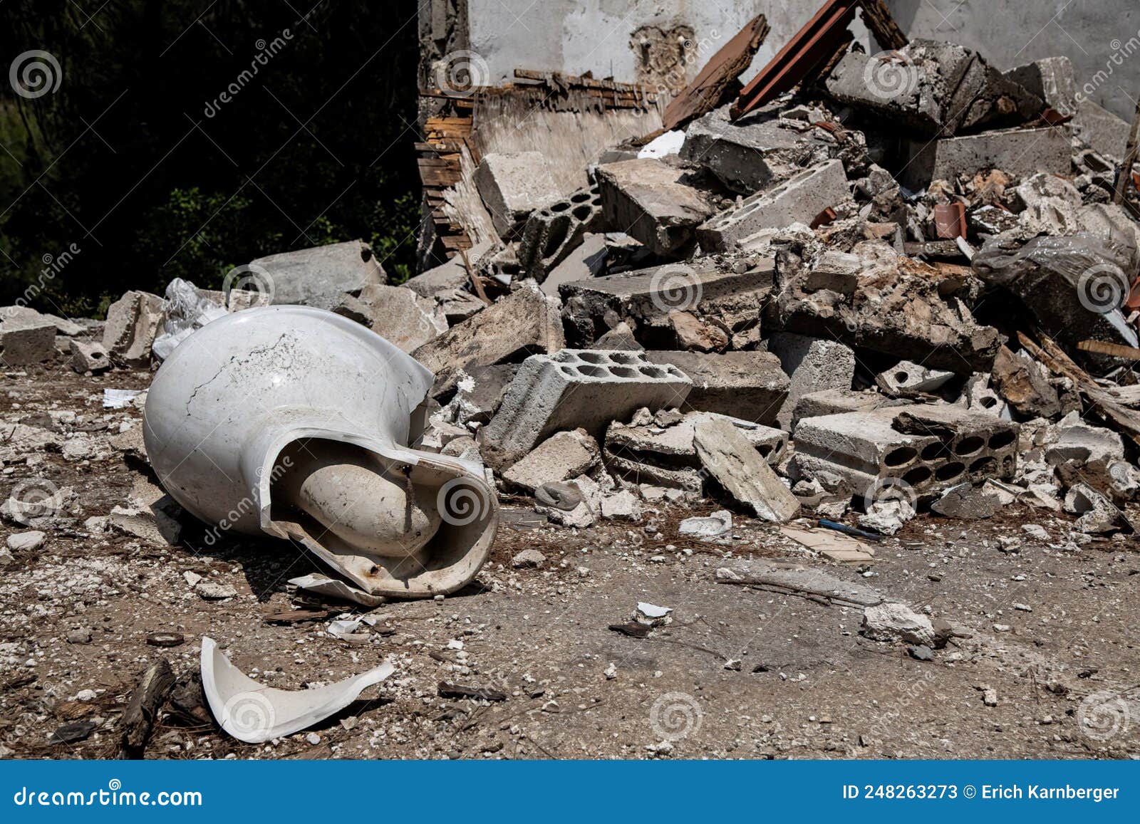 Broken Toilet on a Garbage Site Stock Image - Image of bathroom, rubble ...