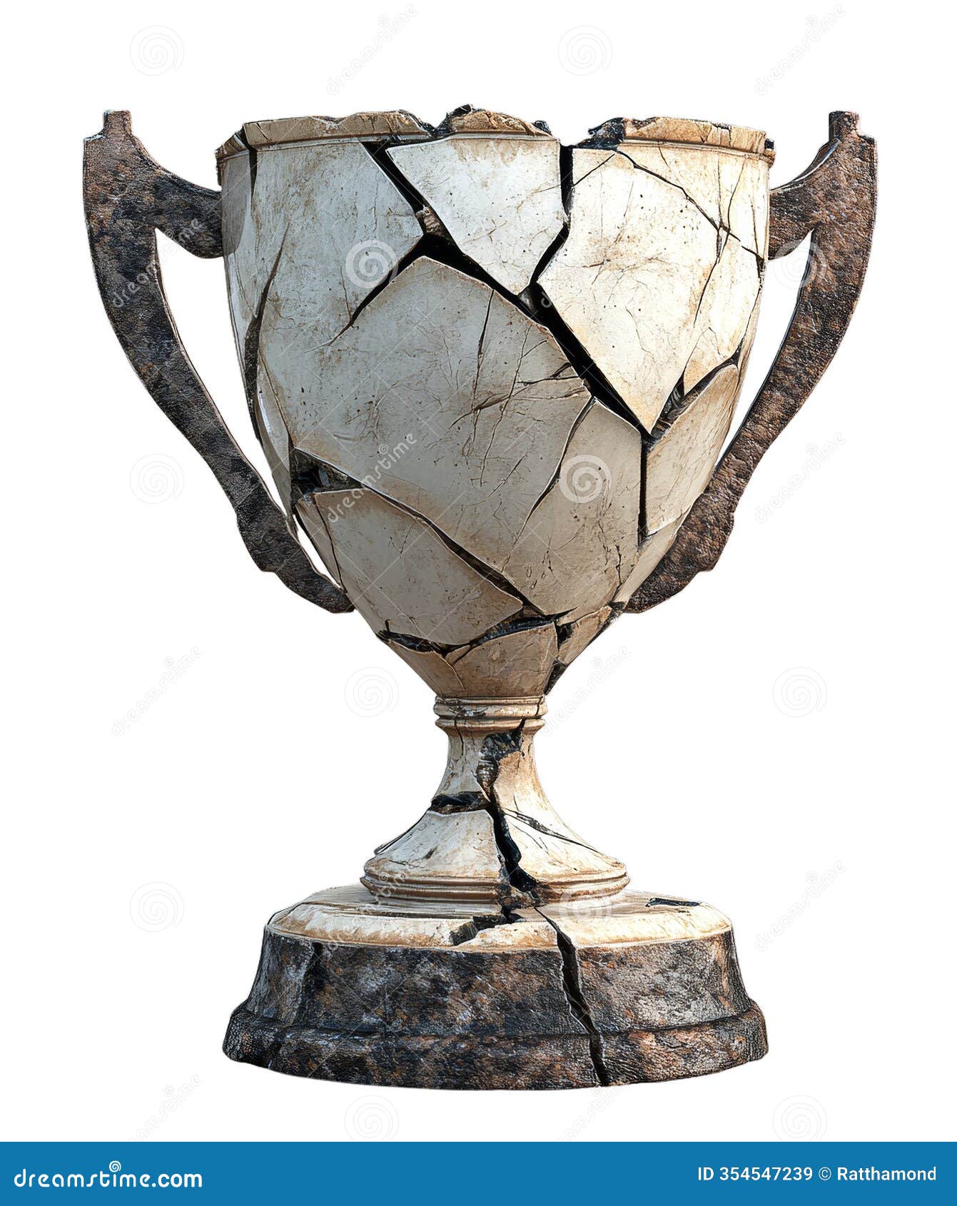 A Broken White Trophy, with a Black Background, is Depicted in a Simple ...