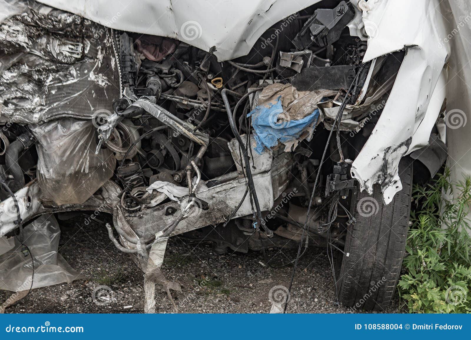 A Broken White Van in the Parking Lot Stock Photo - Image of dangerous ...