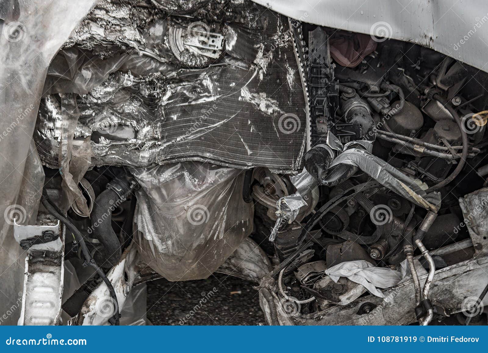 A Broken White Van in the Parking Lot Stock Image - Image of light ...