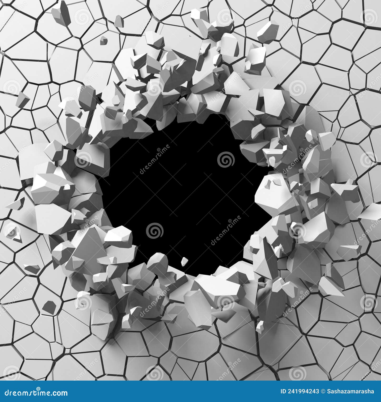 Broken White Wall with a Hole in the Center Stock Illustration ...