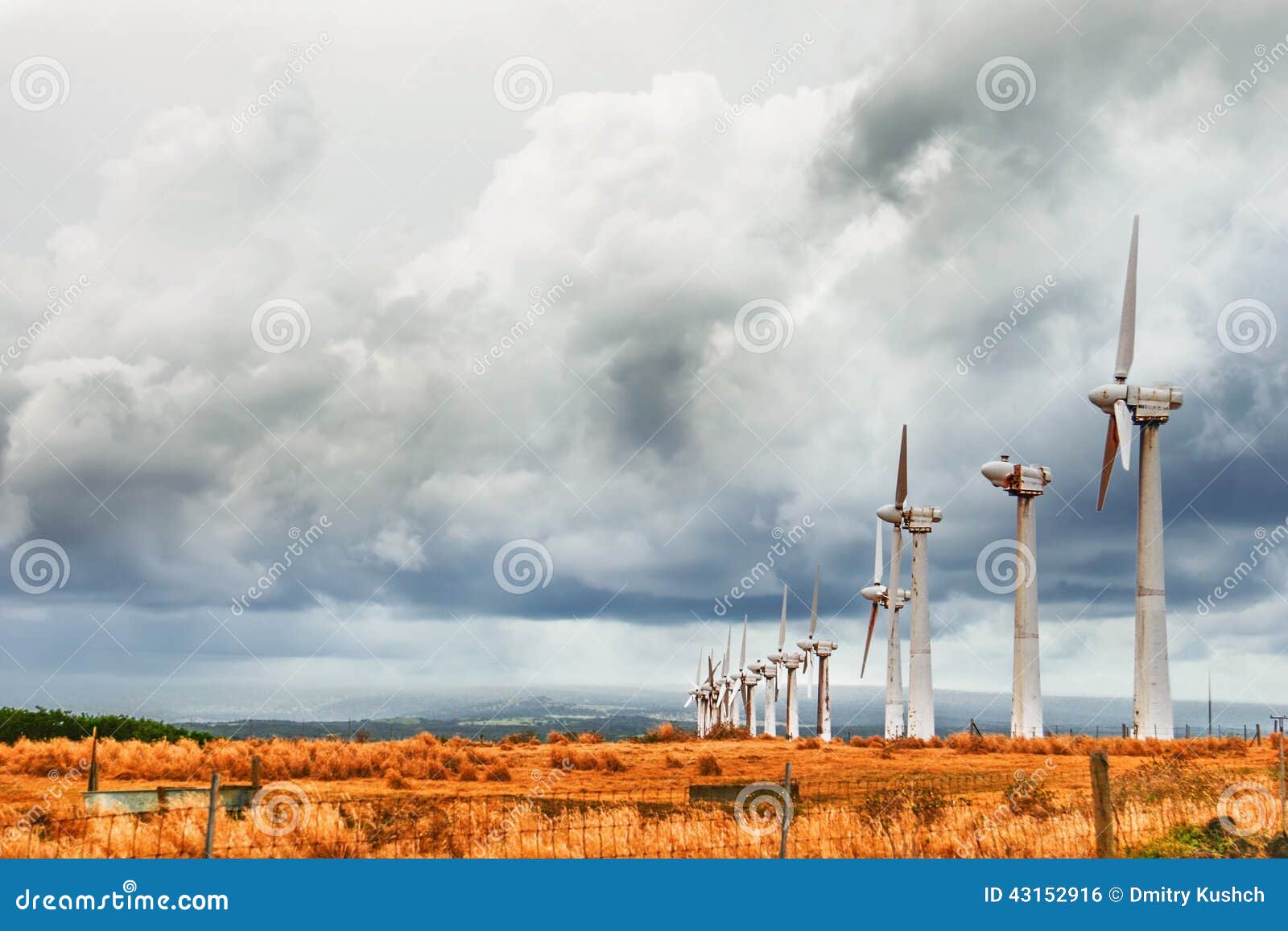 A Broken Wind Farm Under Gloomy Sky Stock Photo - Image of global, blue ...