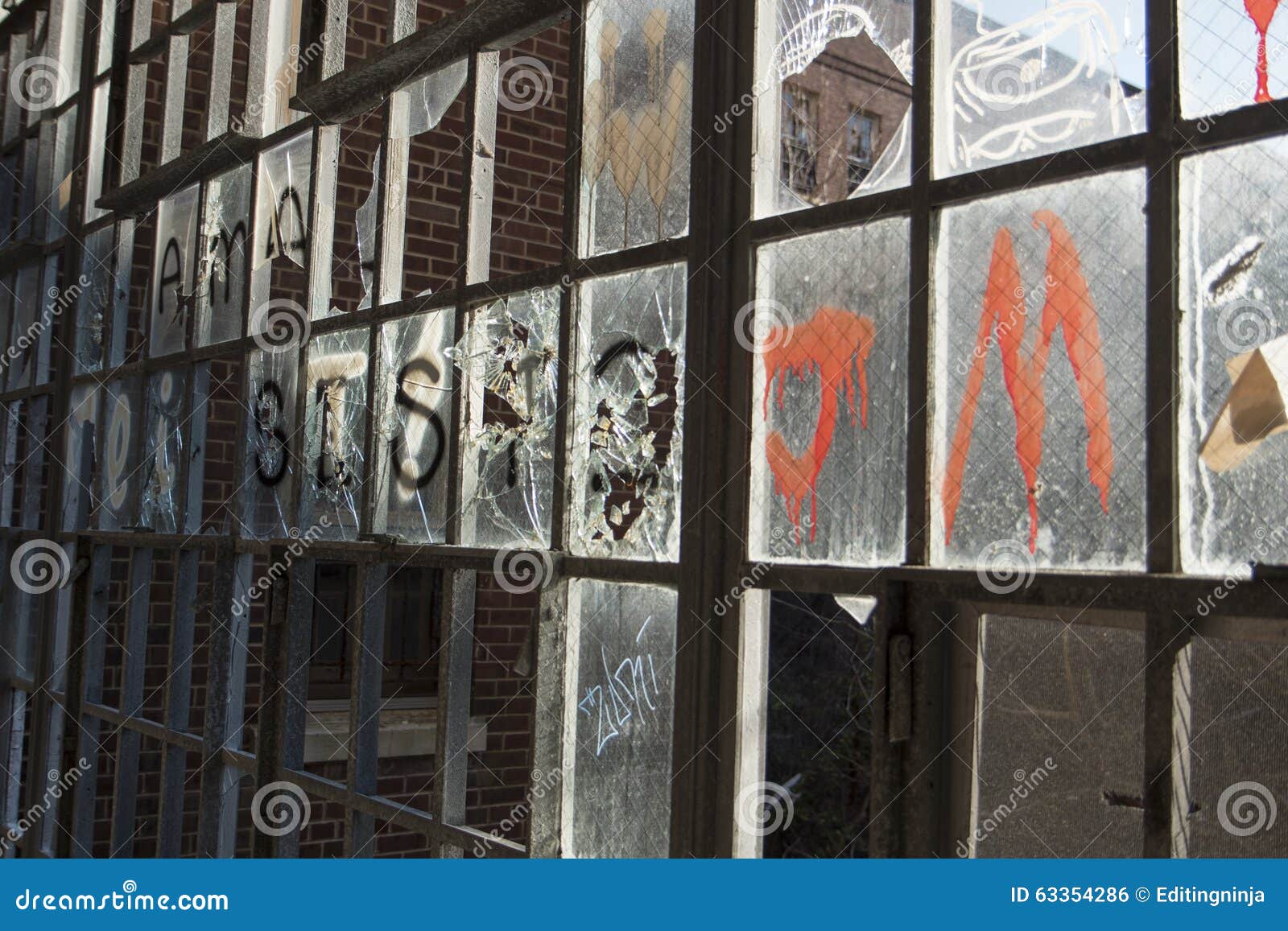 Broken Window in Abandoned Building Stock Photo - Image of dirty ...