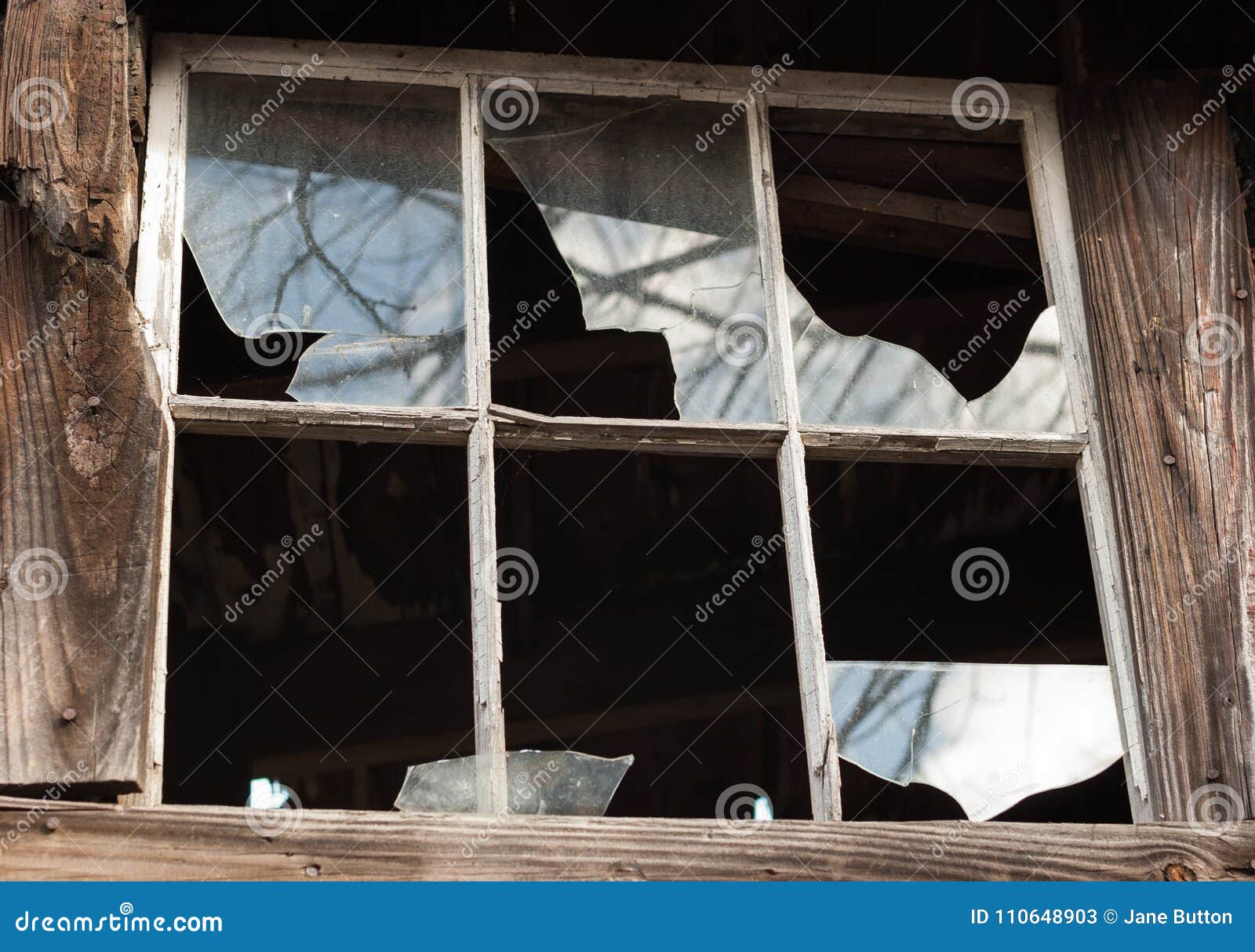 Broken Window in an Abandoned Old House Stock Image - Image of window ...