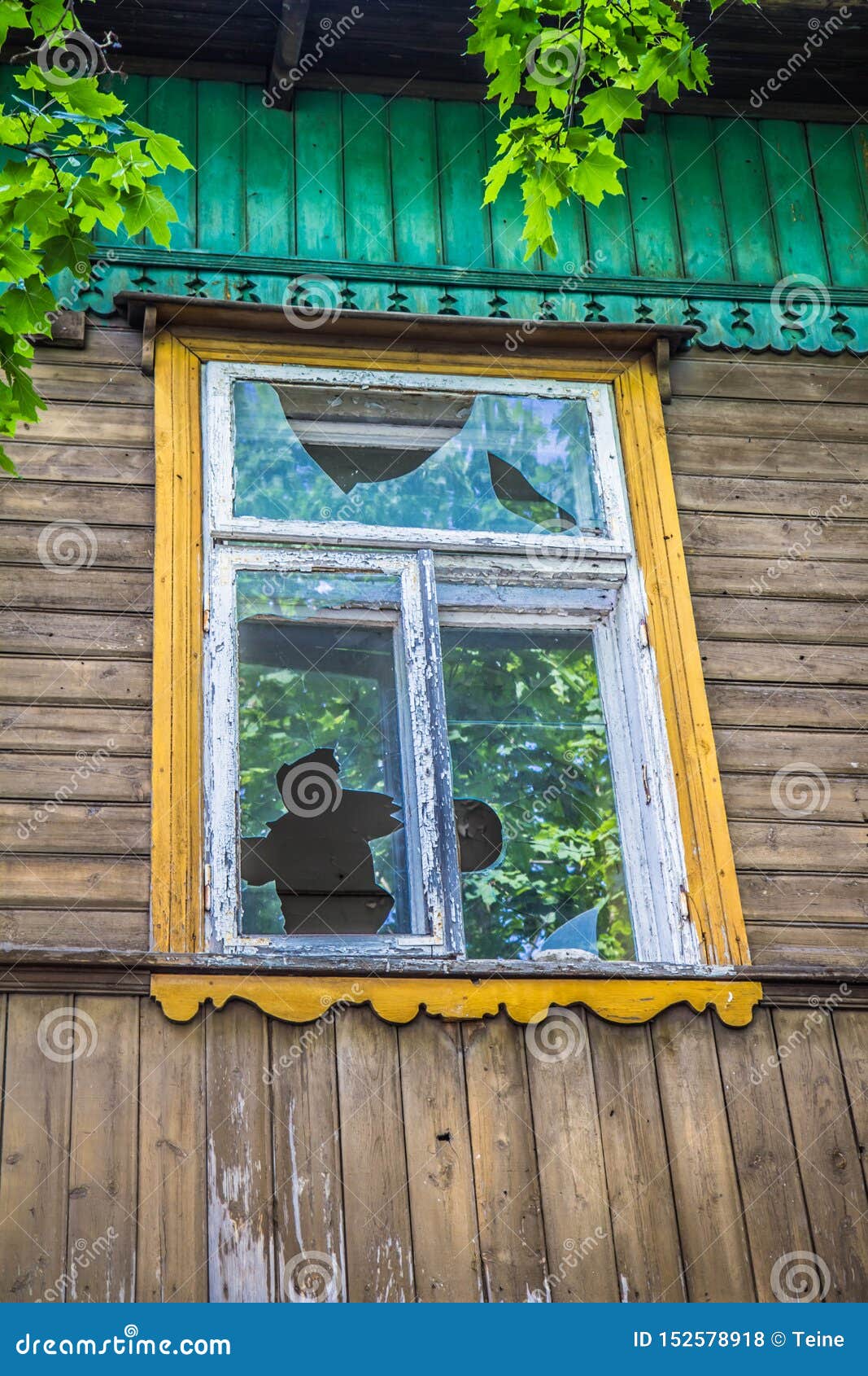 Broken window stock photo. Image of cottage, dark, abandoned - 152578918