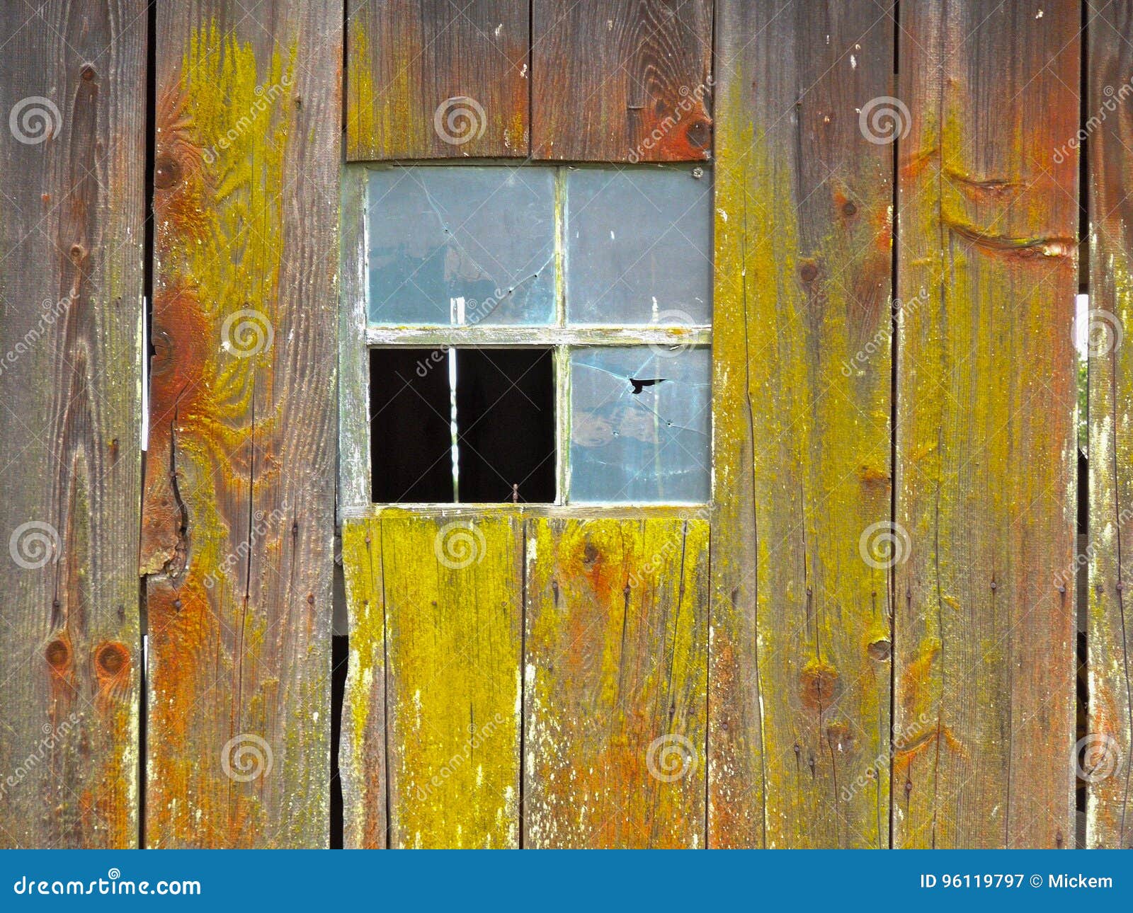 Broken Window on Aging Barn Stock Image - Image of abandoned, cabin ...
