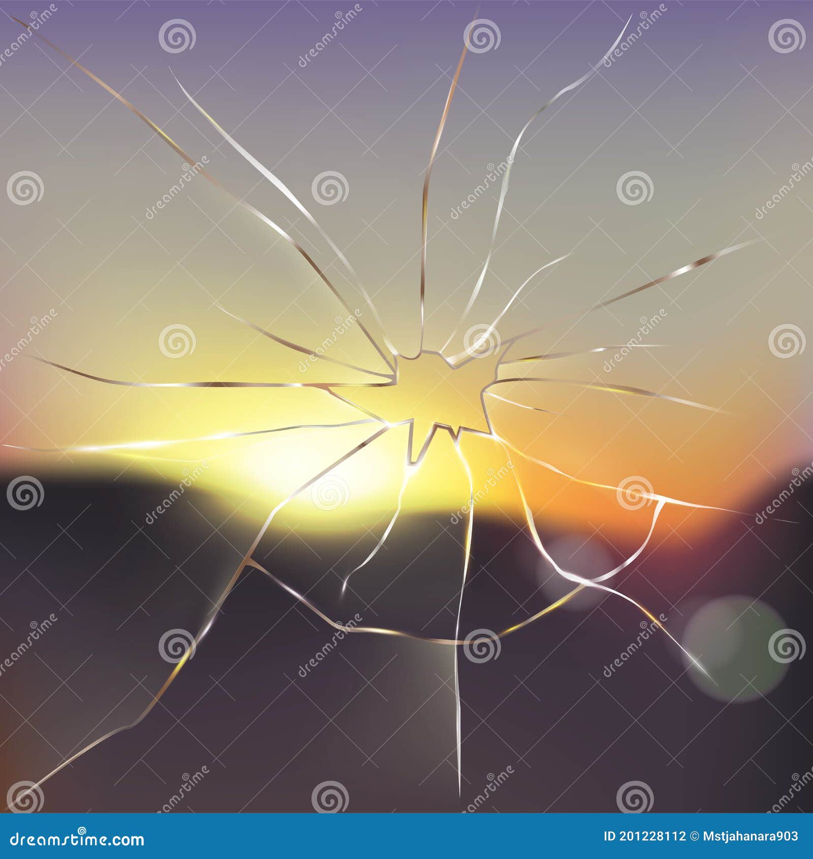 Broken and Cracked Window Glass Realistic Vector Stock Vector ...