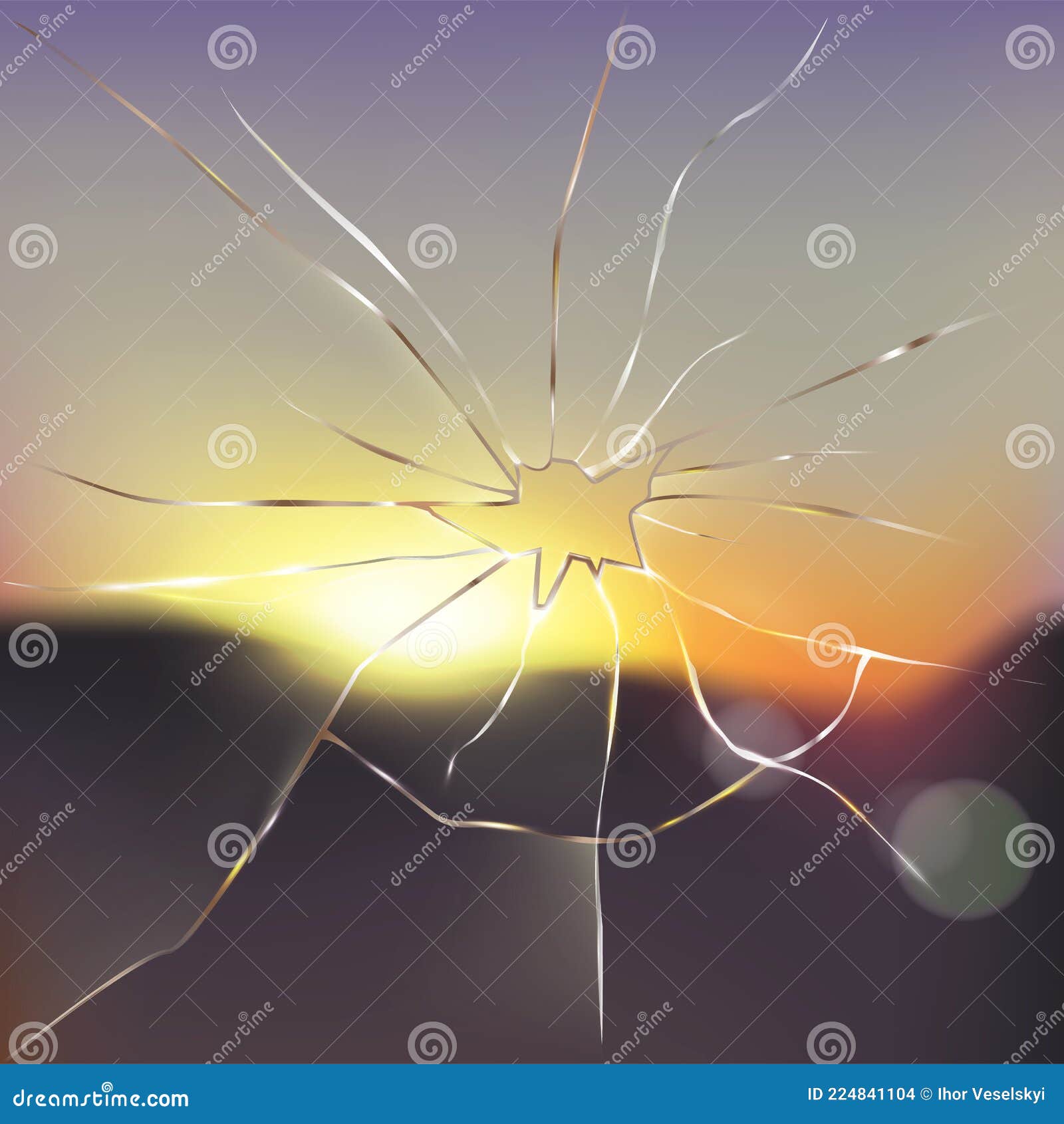 Broken and Cracked Window Glass Realistic Vector Stock Vector ...