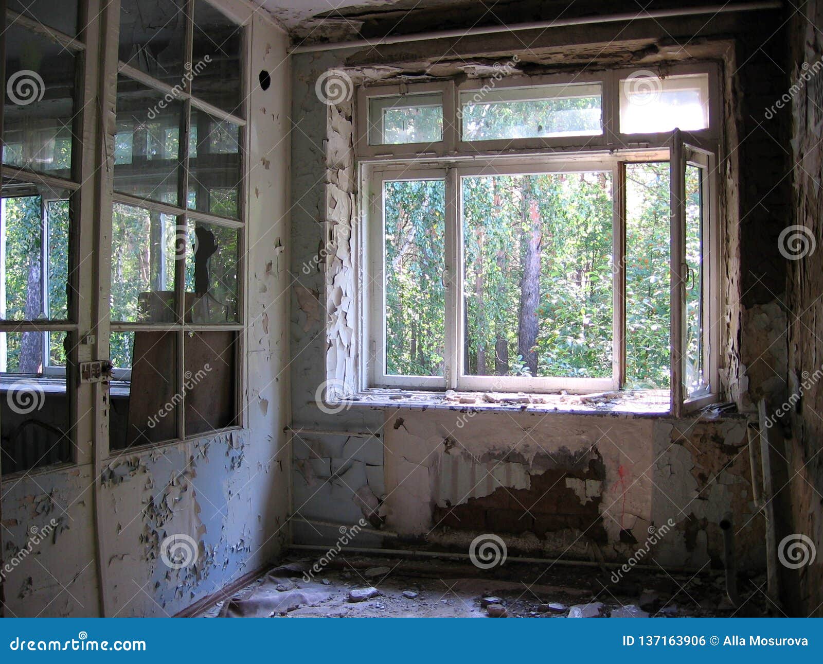 Broken Window Broken Frame in a Ruined House Stock Photo - Image of ...