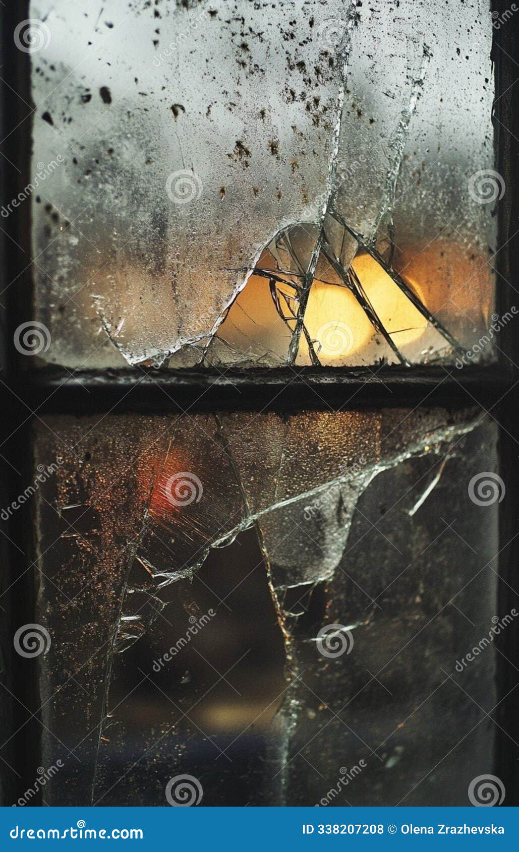 A Cracked Glass Window with a Hole in it Stock Illustration ...