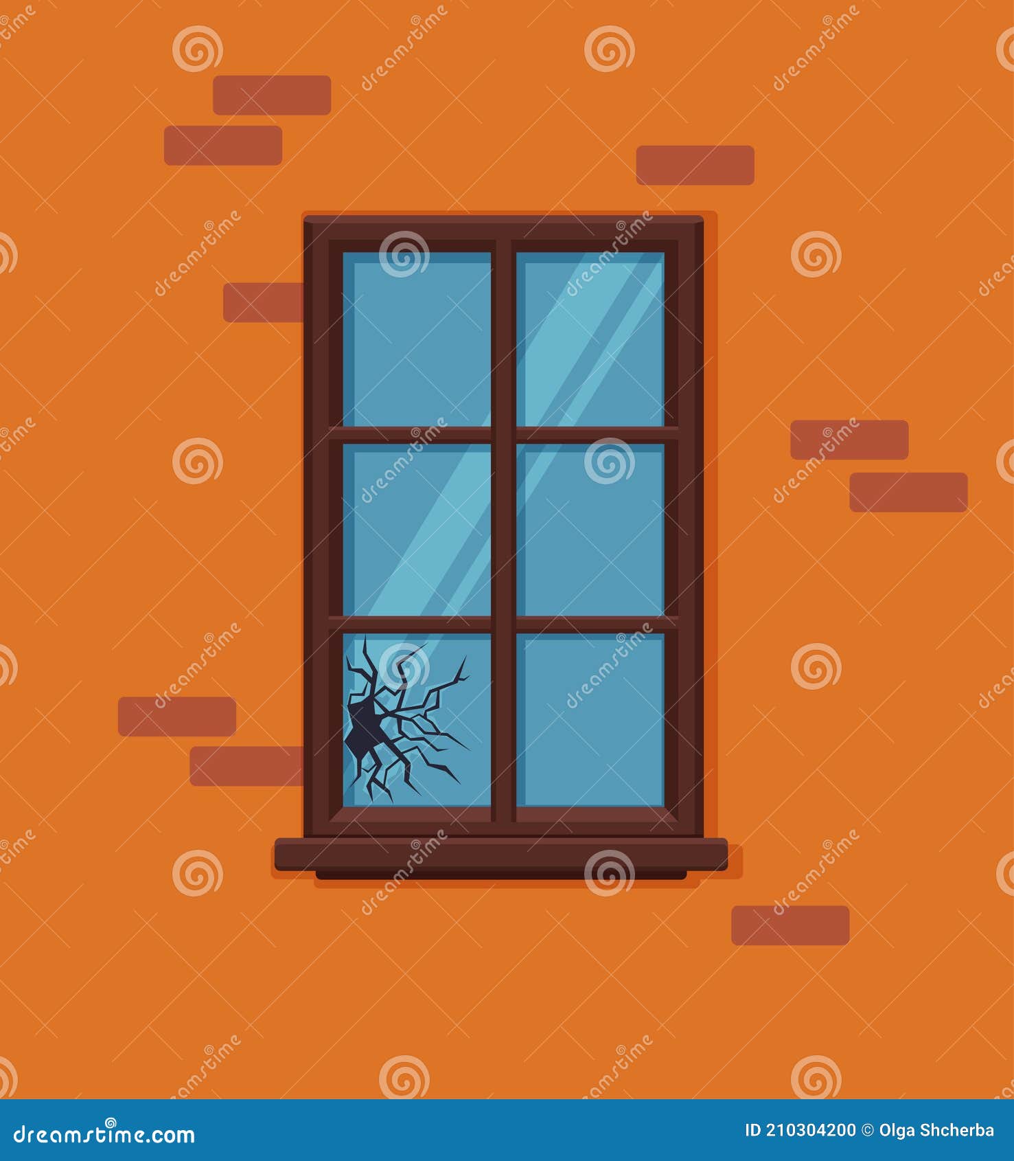 Broken window stock vector. Illustration of crash, graphic - 210304200