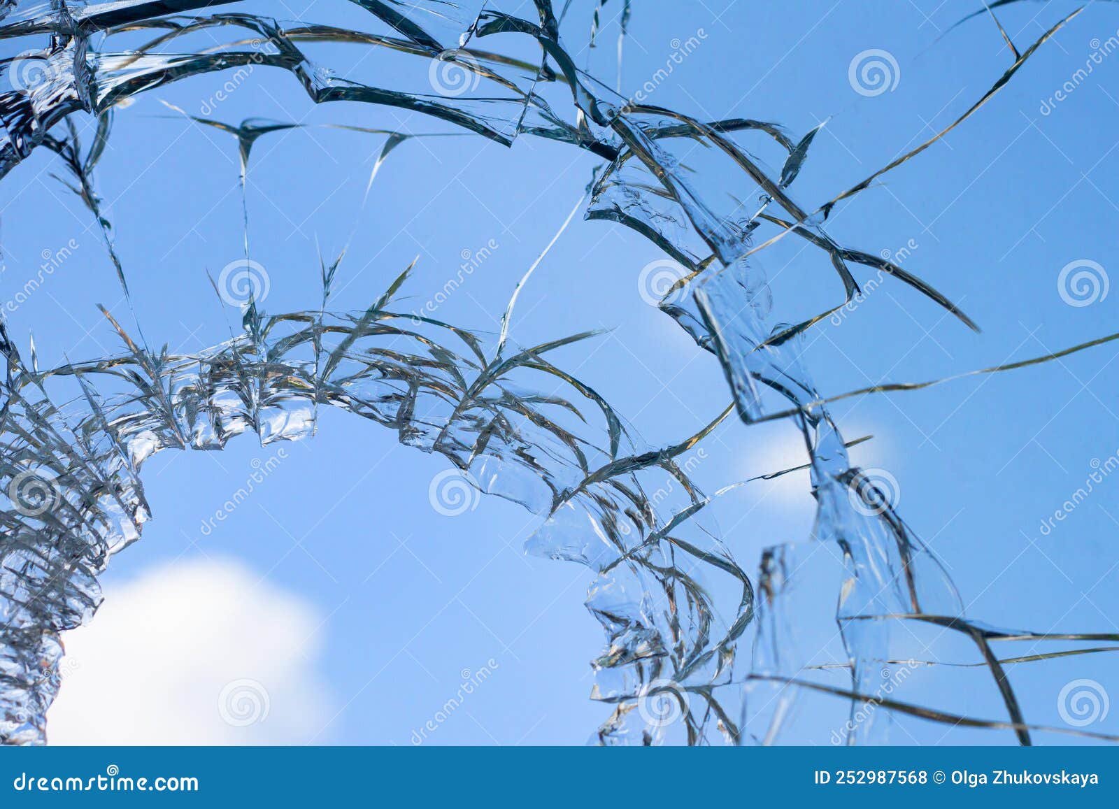 Broken Window with Cracks and a Hole Stock Photo - Image of fracture ...
