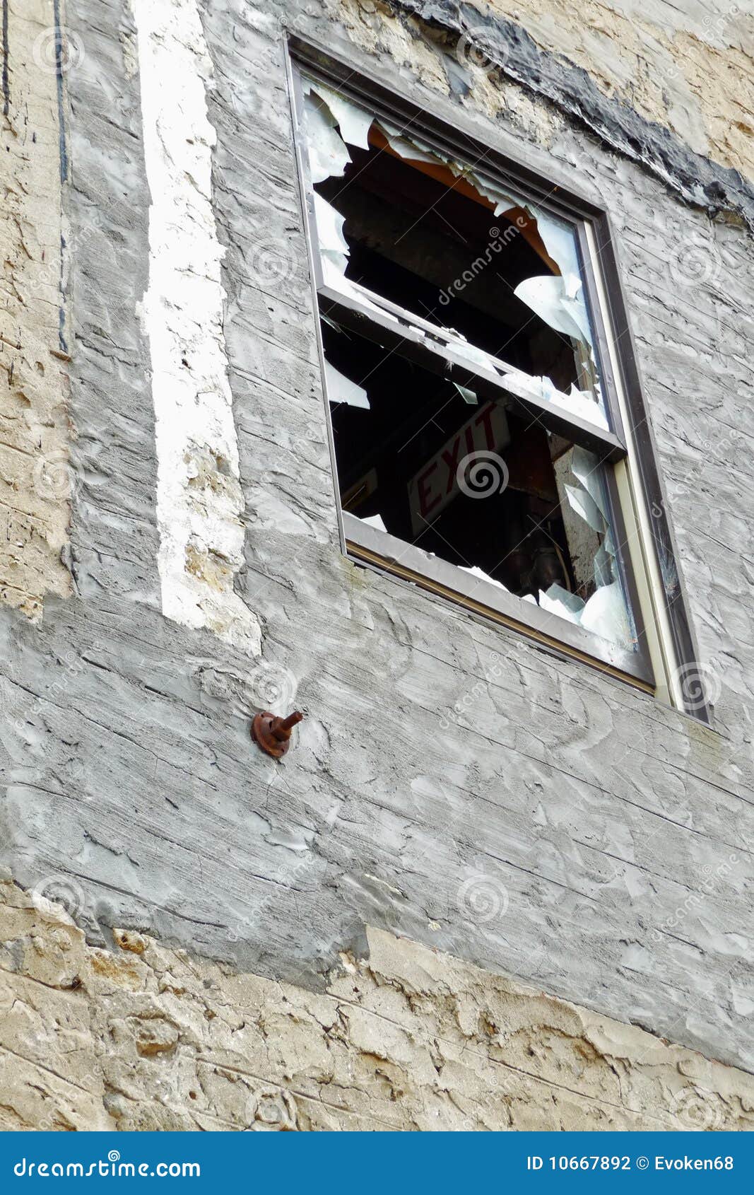 Broken Window on Derelict Building Stock Photo - Image of urban, facade ...