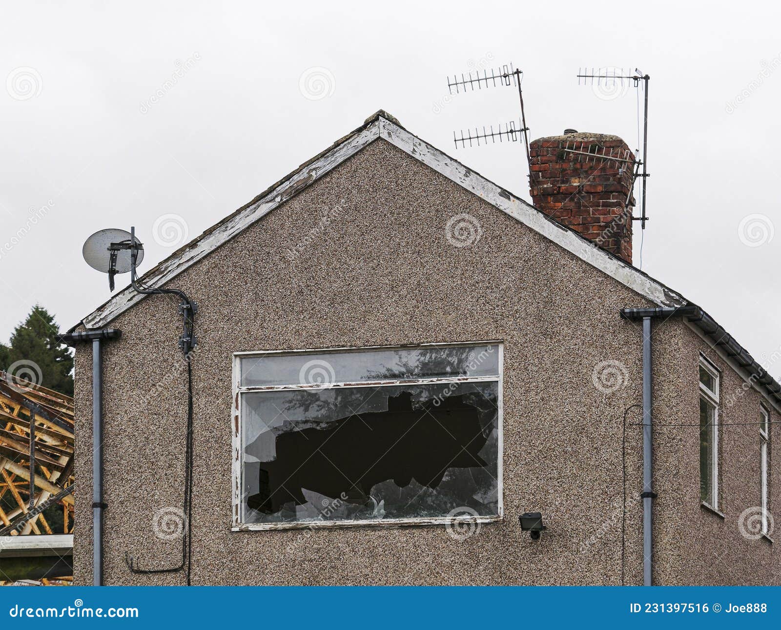 Broken Window on Derelict House, UK Stock Photo - Image of project ...