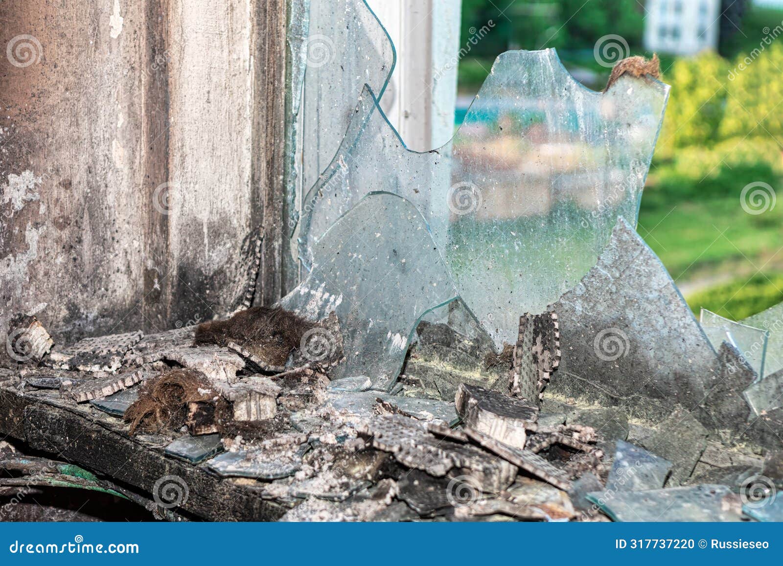 Broken Window after Explosion Stock Photo - Image of glass, shattered ...