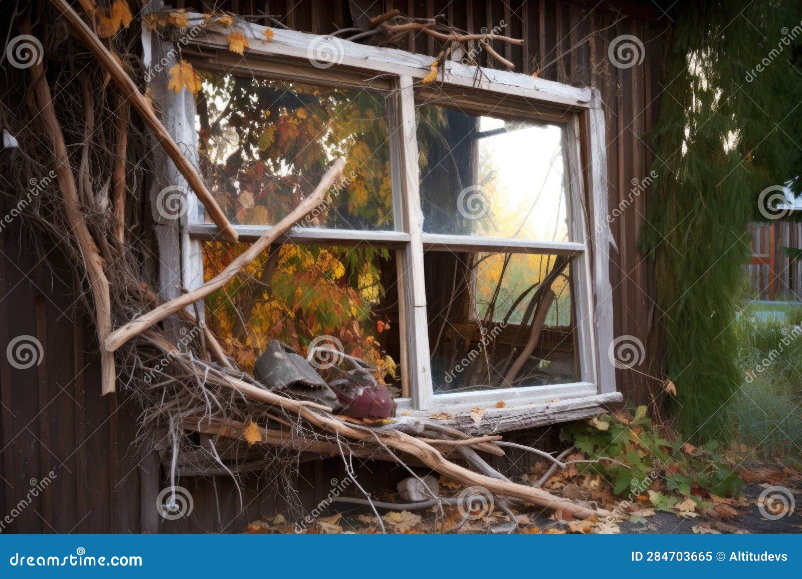 Broken Window Frame with New Pane Ready for Installation Stock ...