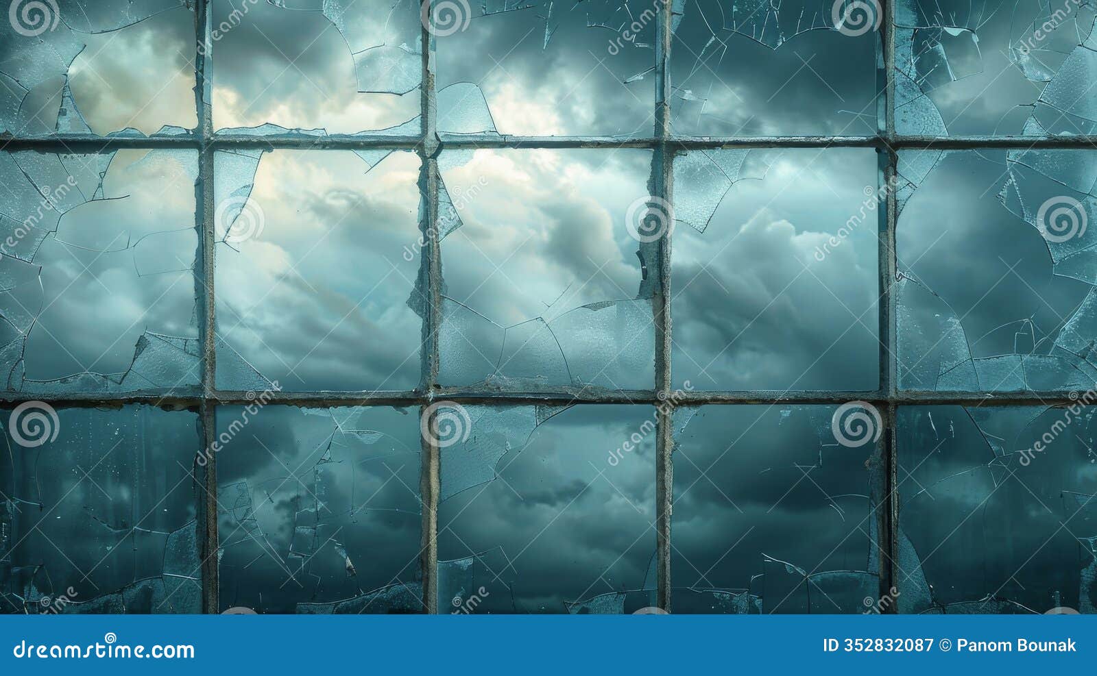 A Broken Window Frames A Dramatic Cloudy Sky A Conceptual Image Of ...
