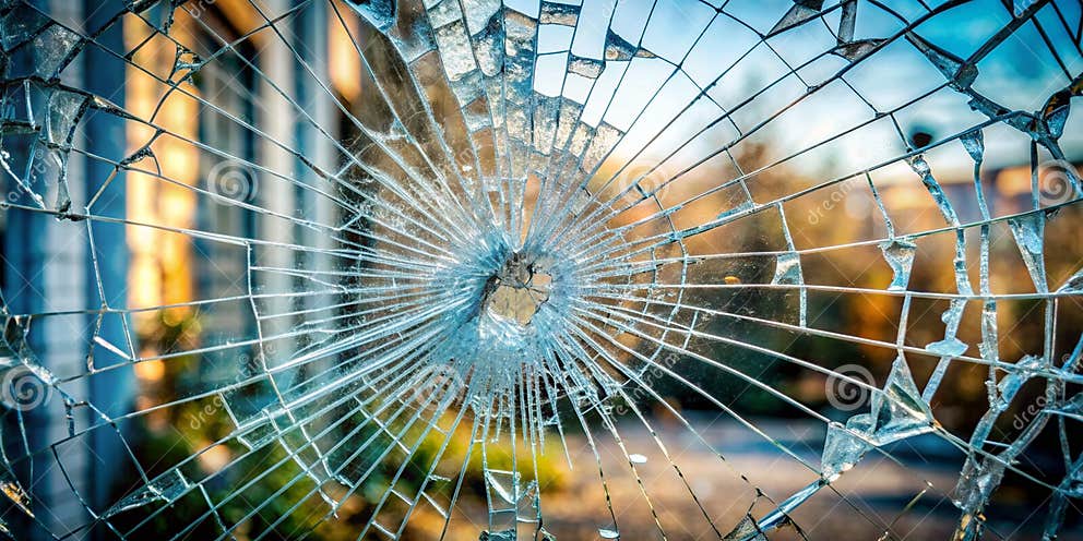 Broken Window Glass Broken in Cracks Abstract Background AI-Generated ...