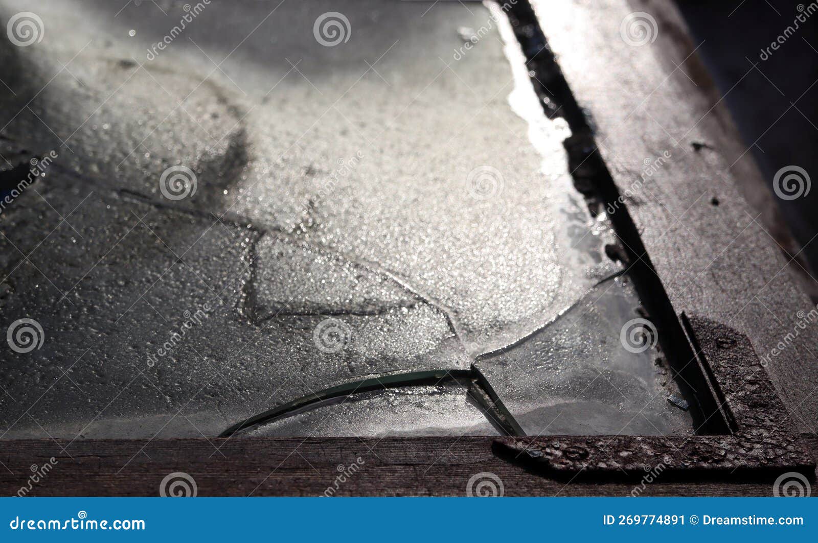 Broken window glass stock image. Image of black, white - 269774891