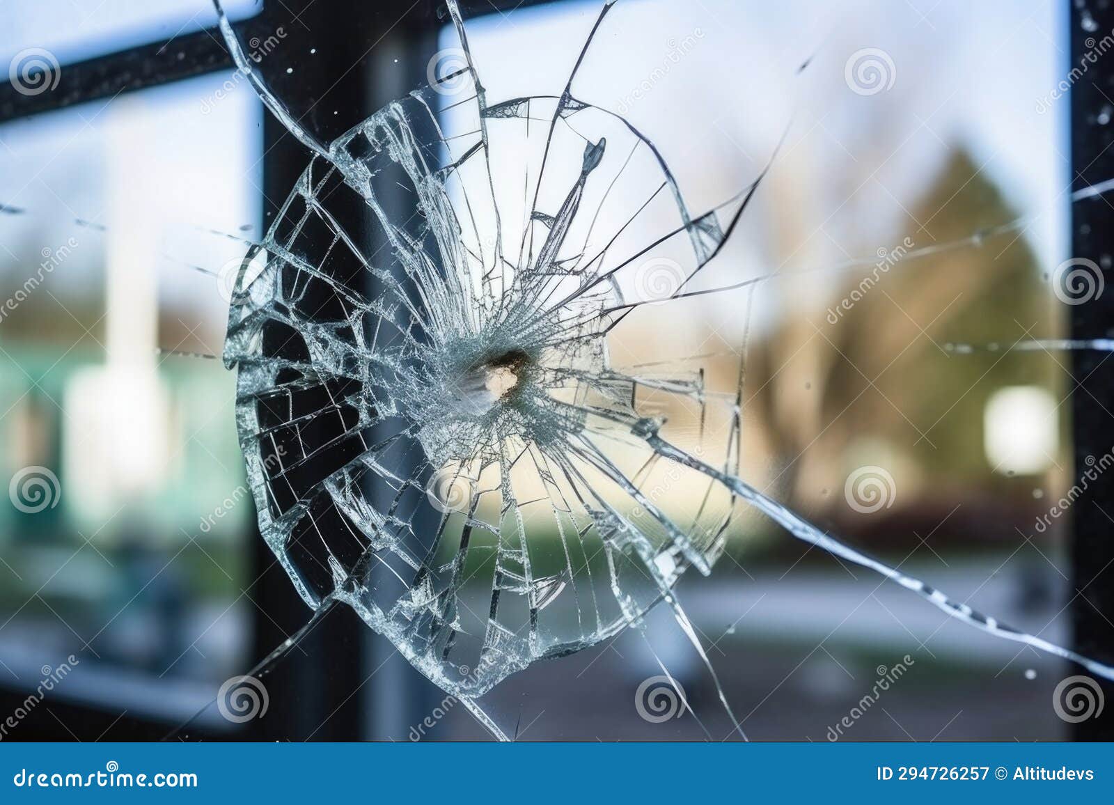 Broken Window Glass in a School Building Stock Image - Image of damage ...