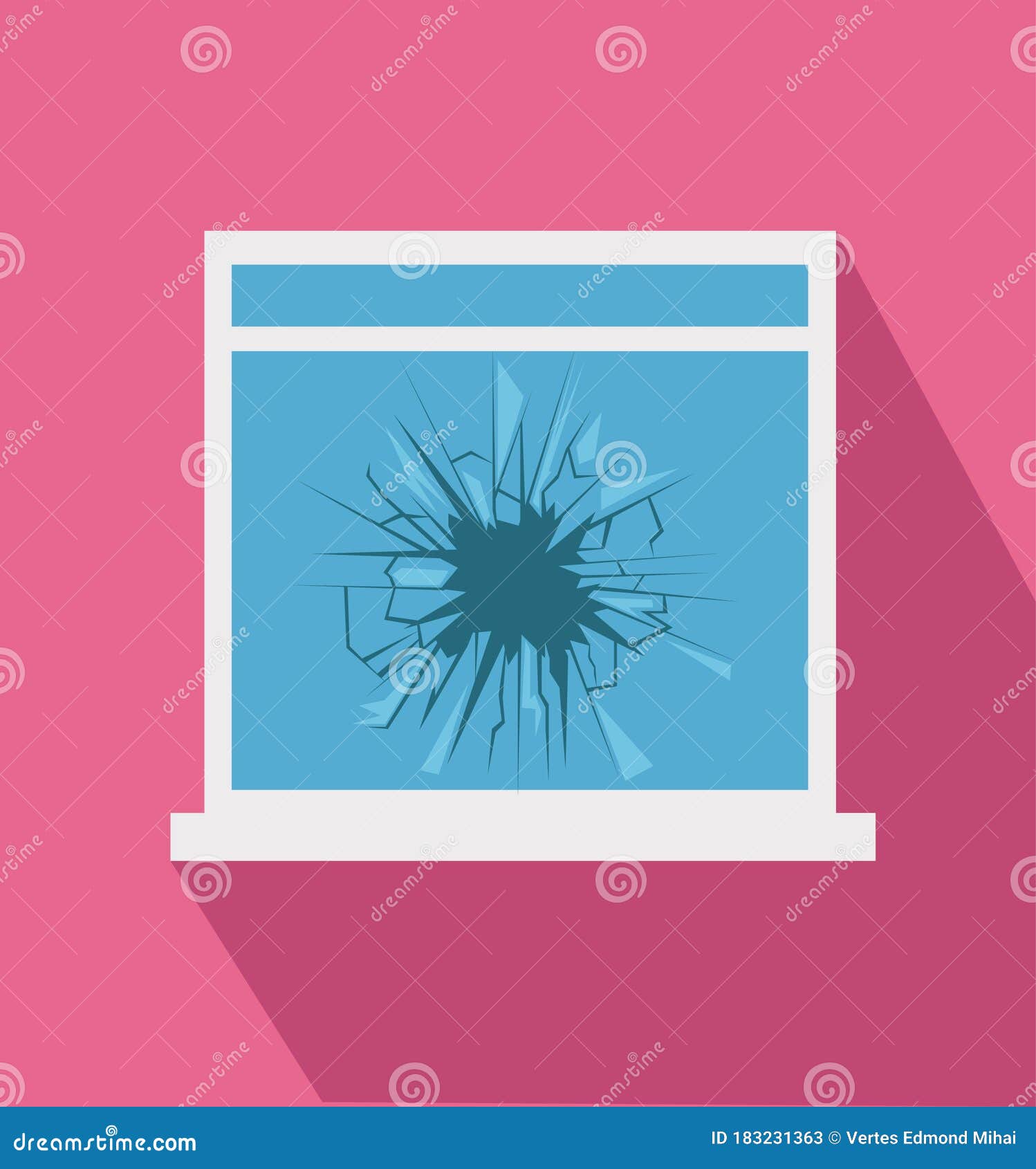 Broken Window Icon in Flat Style Stock Vector - Illustration of ...