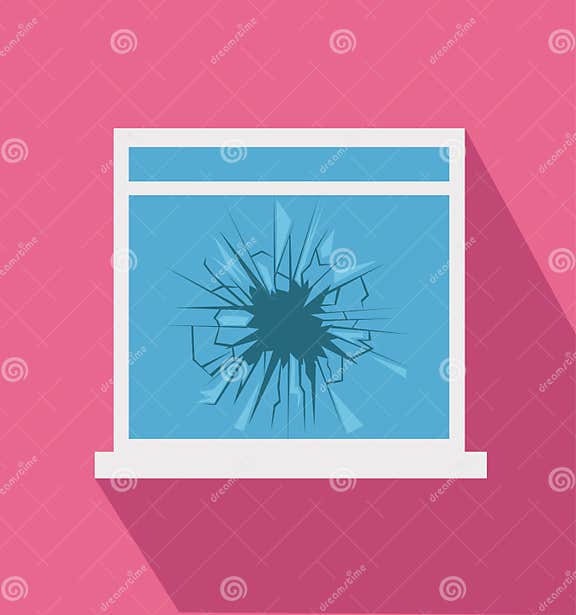 Broken Window Icon in Flat Style Stock Vector - Illustration of ...