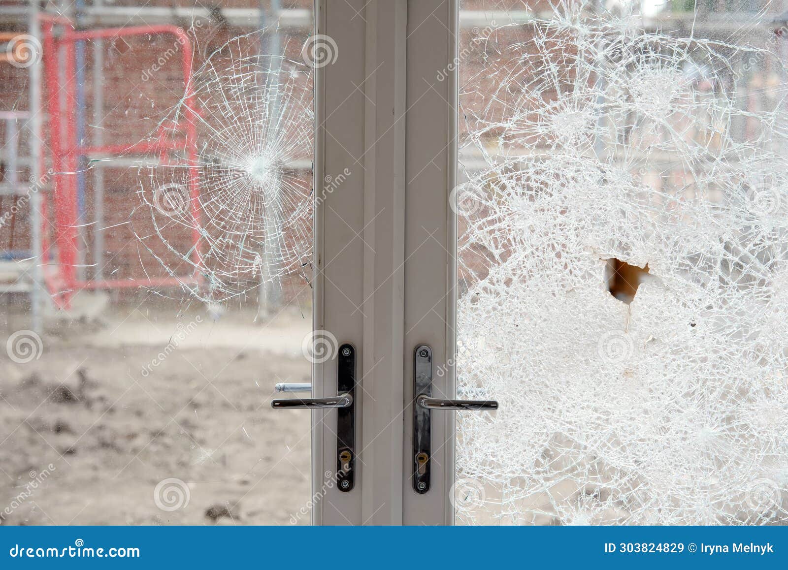 Broken Window in New Build House Stock Image - Image of police, house ...