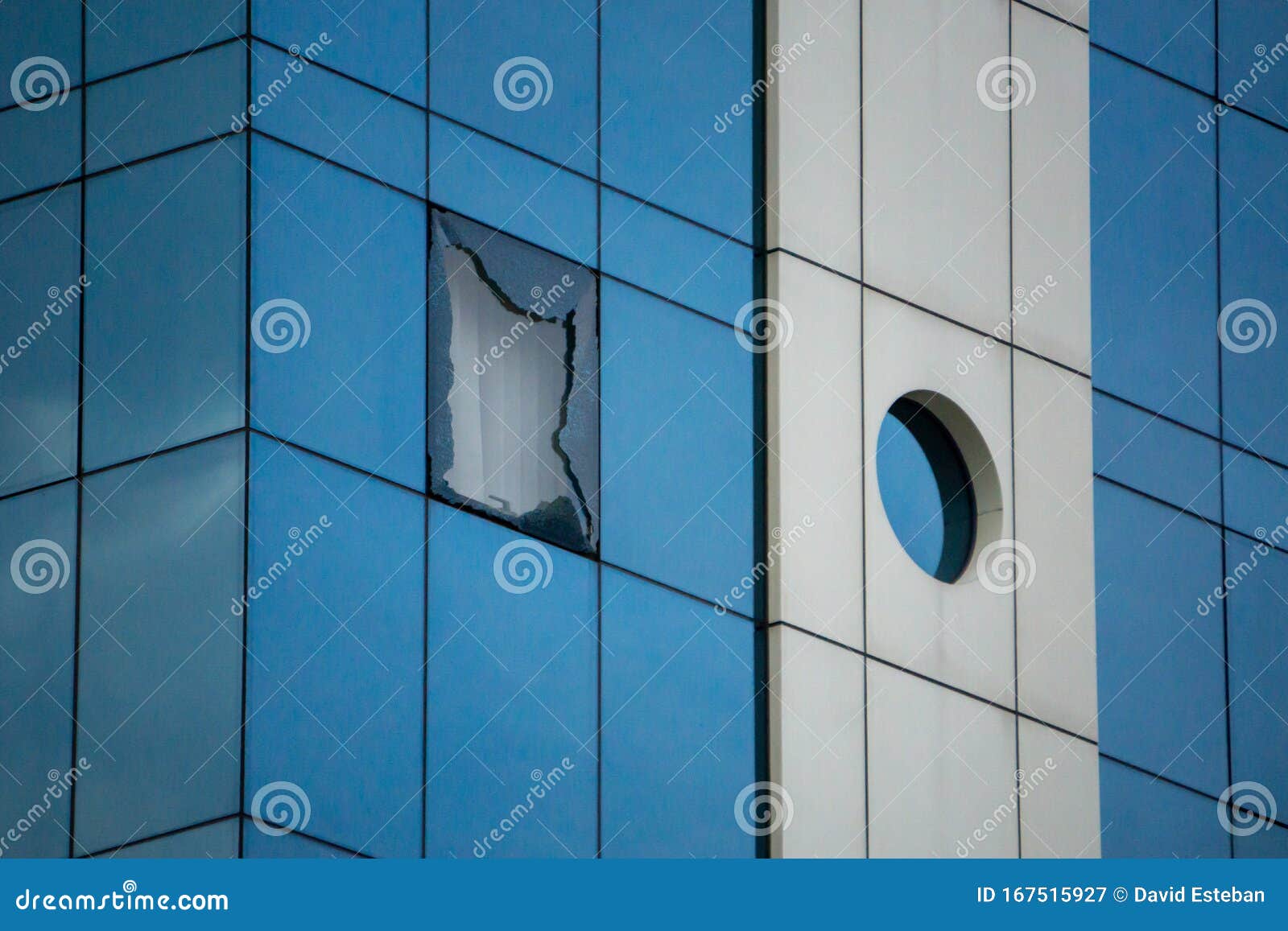 A Broken Window in an Office Building Stock Image - Image of exhausted ...