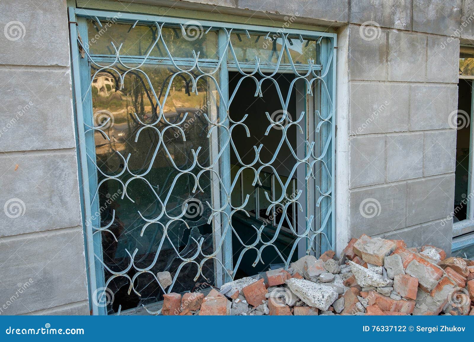 Broken Window on Old Derelict Abandoned Building Stock Photo - Image of ...