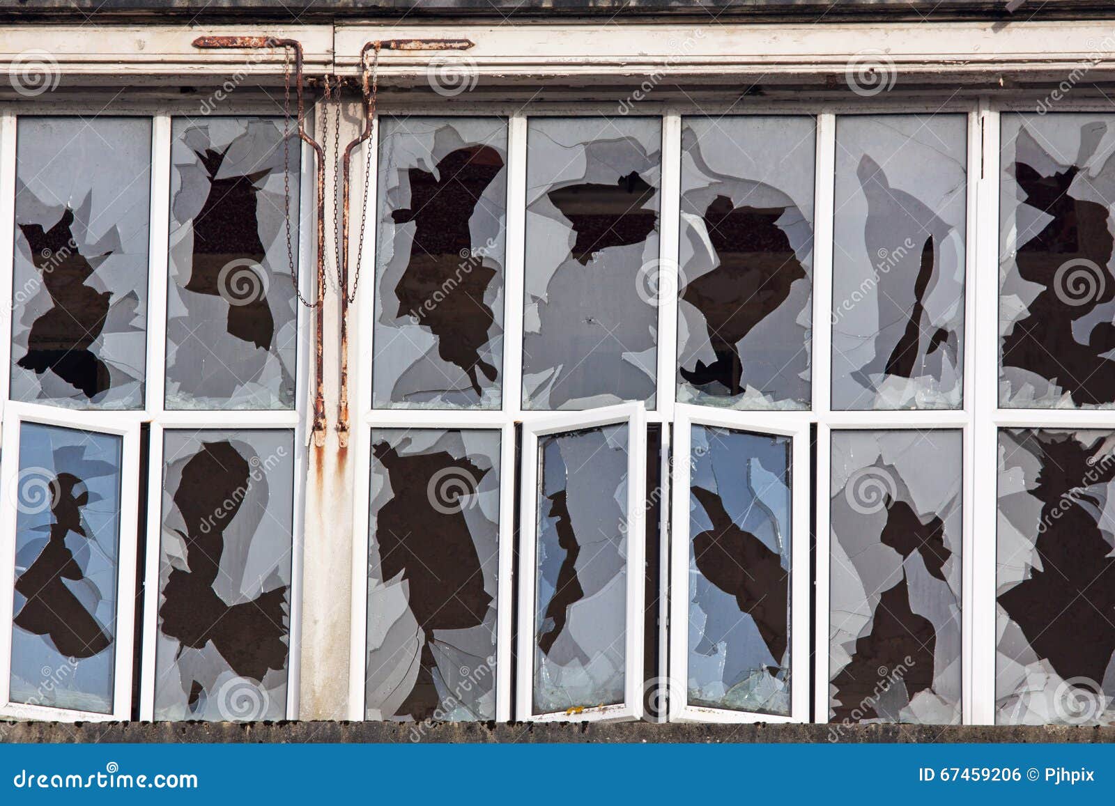 Broken window panes stock photo. Image of empty, dilapidation - 67459206