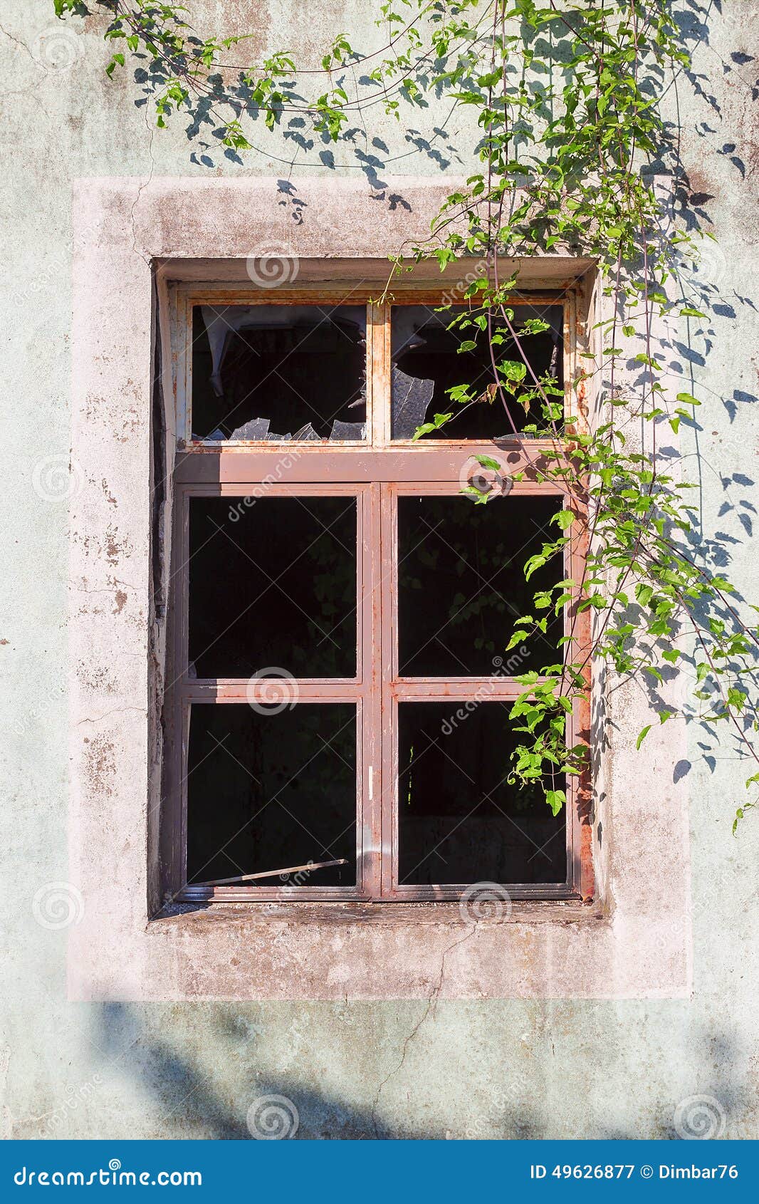Broken Window of a Ruined House Stock Image - Image of background ...