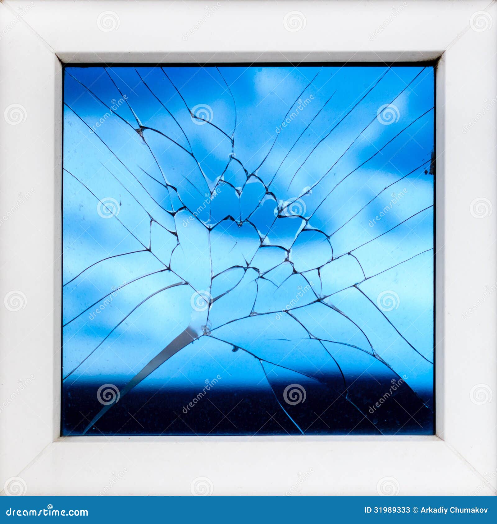Broken Window with Sky Reflection Stock Image - Image of background ...