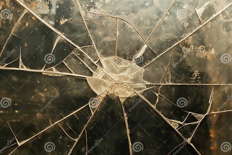 A Broken Window with a Spider Web Pattern on it. Grunge Texture ...