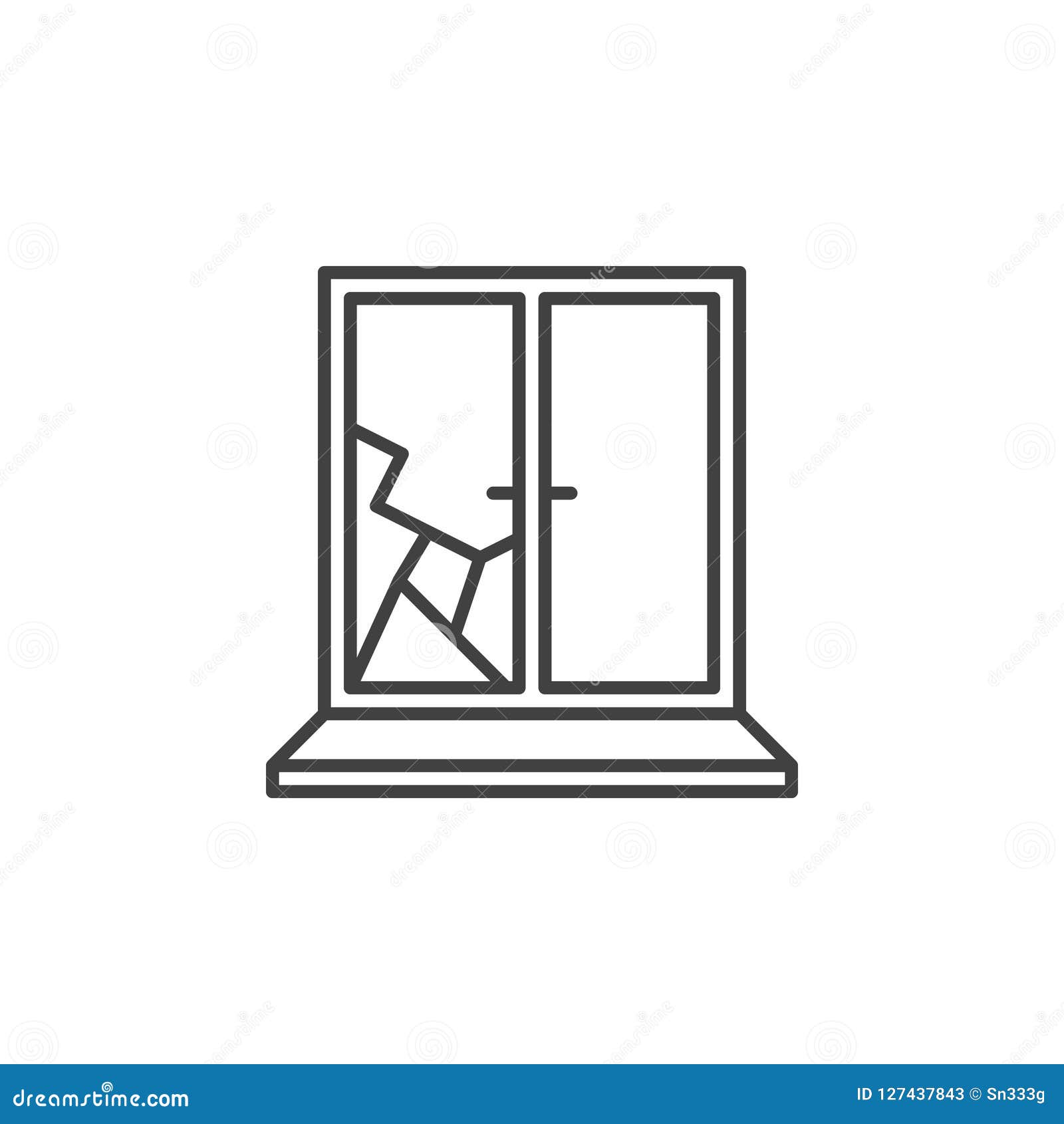 Broken Window Vector Simple Icon in Thin Line Style Stock Vector ...
