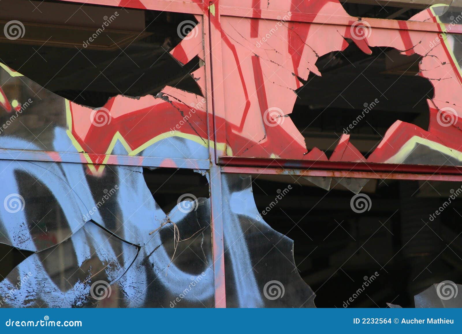 Broken Windows On Building In City Centre After Violent Protest. Broken ...