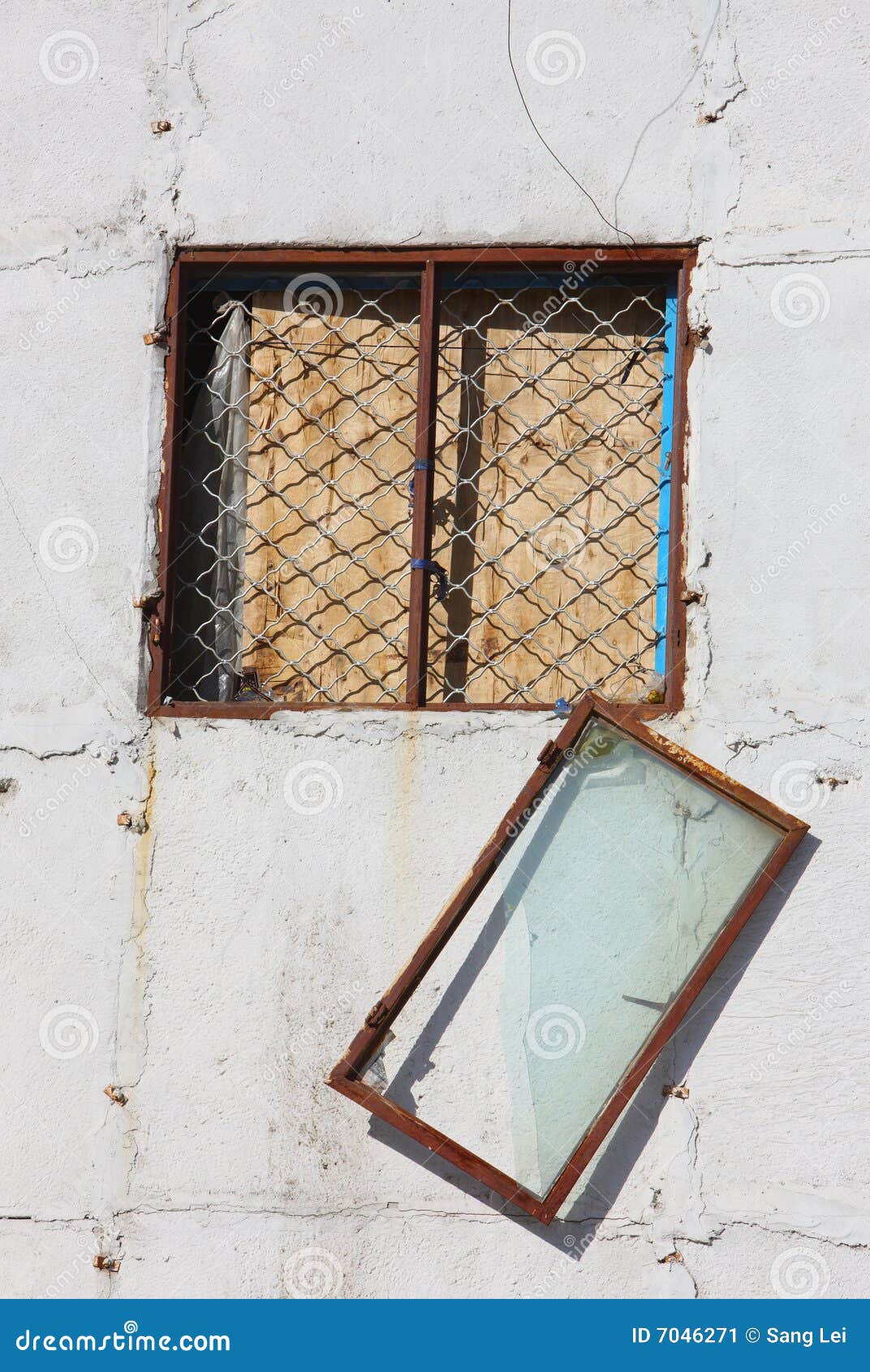 Broken Windows In Ellis Island Abandoned Psychiatric Hospital Interior ...