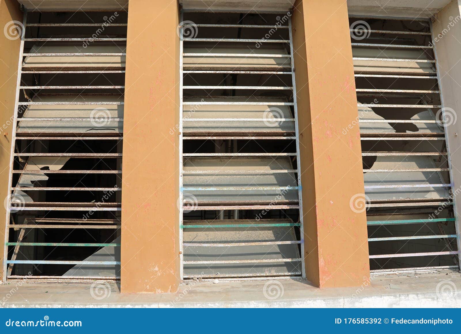 Broken Windows of an Abandoned Building after Vandalism Stock Photo ...