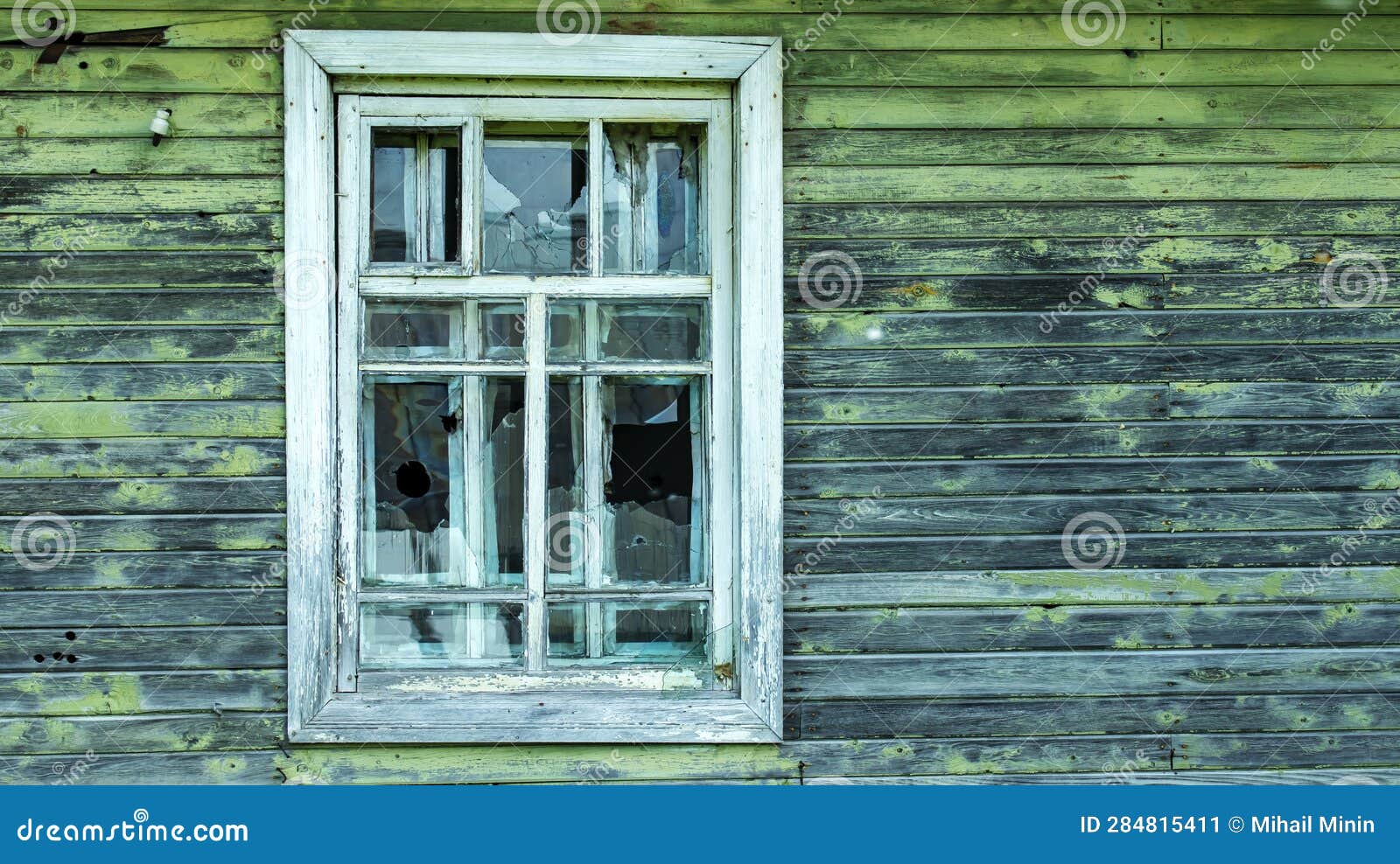 Broken Windows of an Abandoned Wooden Hut in the Village, Stock Image ...