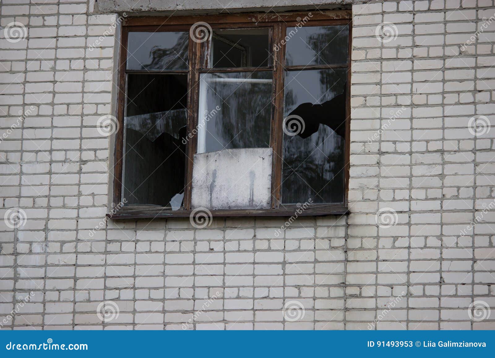 Broken Windows in an Building Stock Image - Image of destruction, brick ...