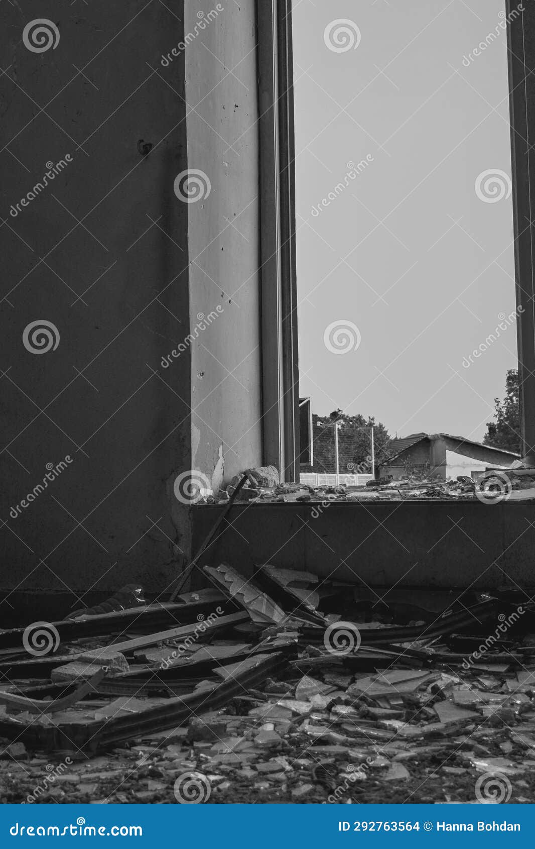 Broken Windows in a Destroyed School Editorial Stock Image - Image of ...