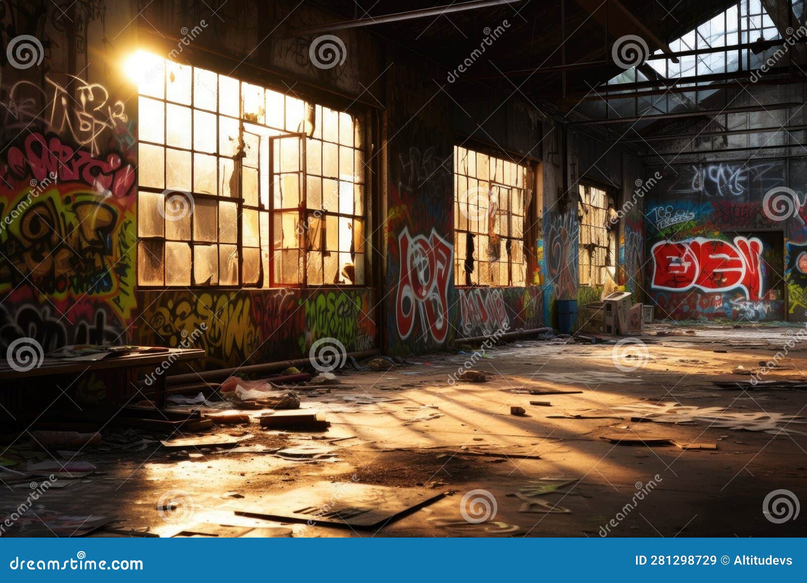 Desolate Factory With Crumbling Walls, Echoes Of Past Production Stock ...