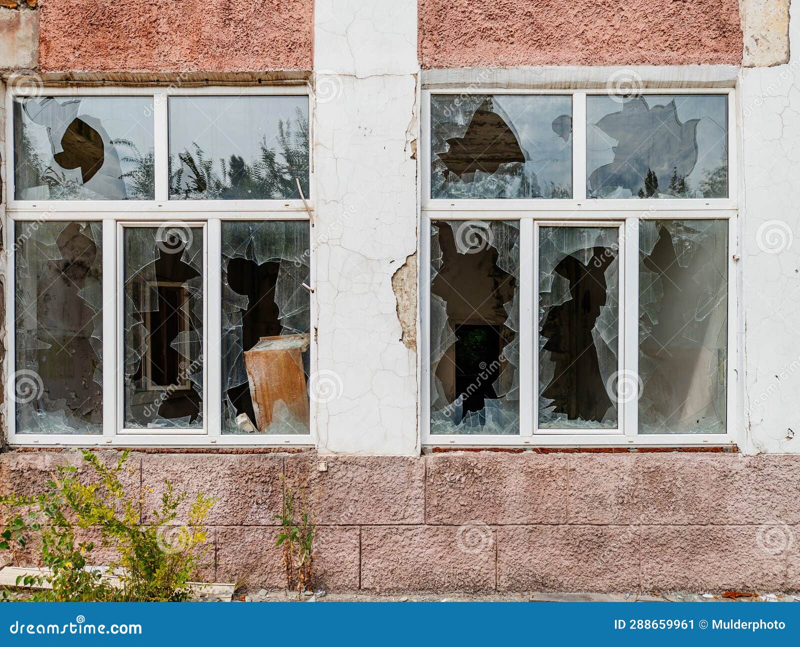 Broken Windows of Industrial or Office Building Stock Image - Image of ...