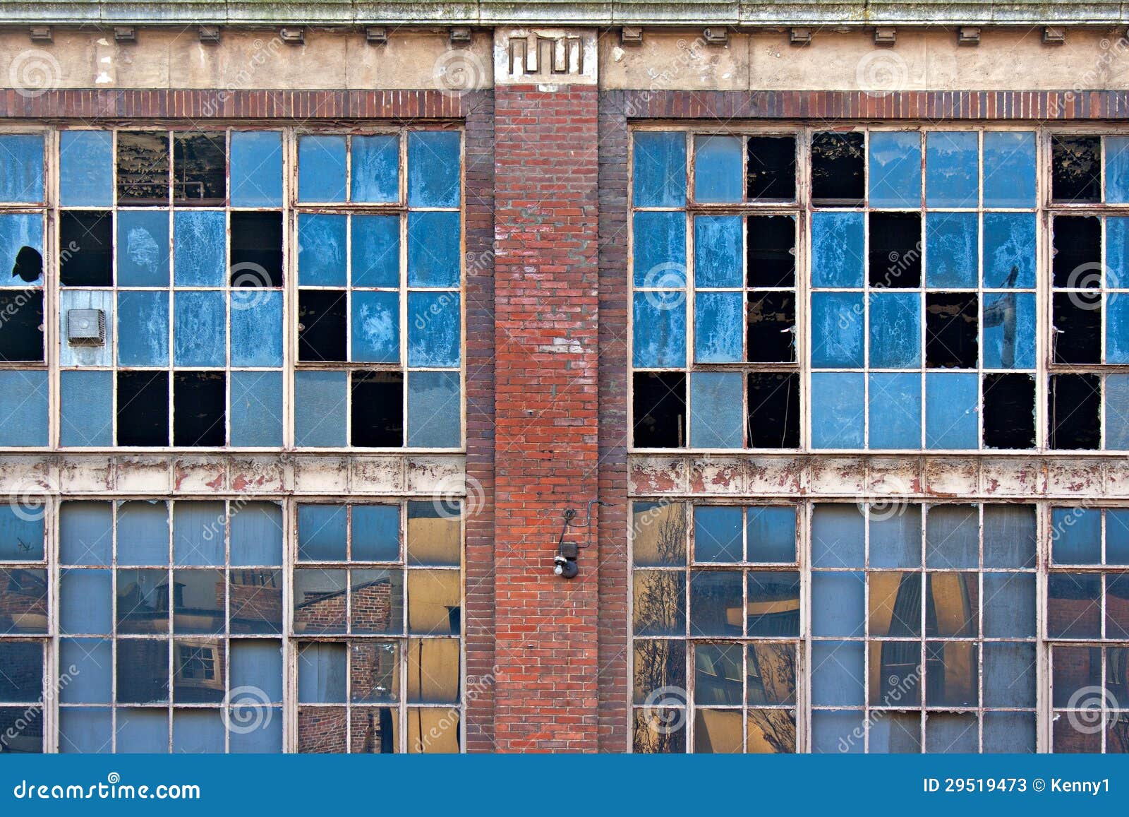 Broken Windows on Old Derelict Building Stock Image - Image of deserted ...