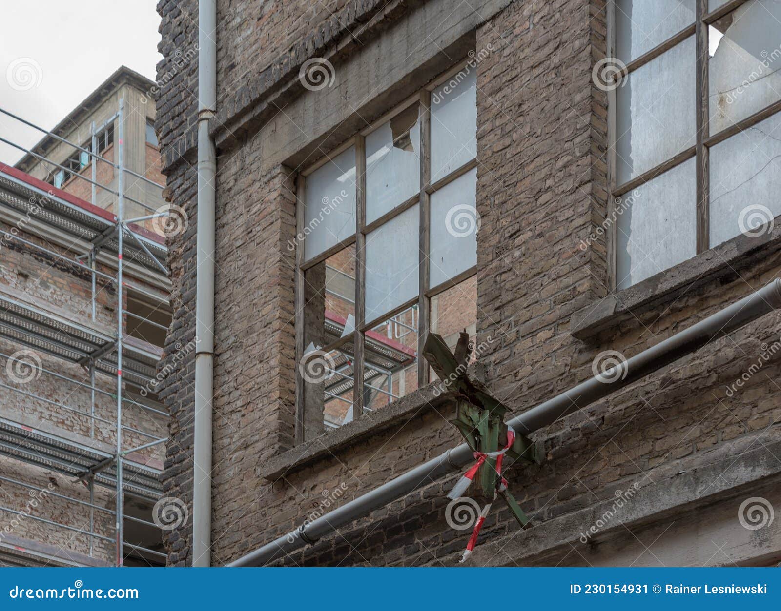 Broken Windows in an Old Ruined Factory Stock Image - Image of desolate ...