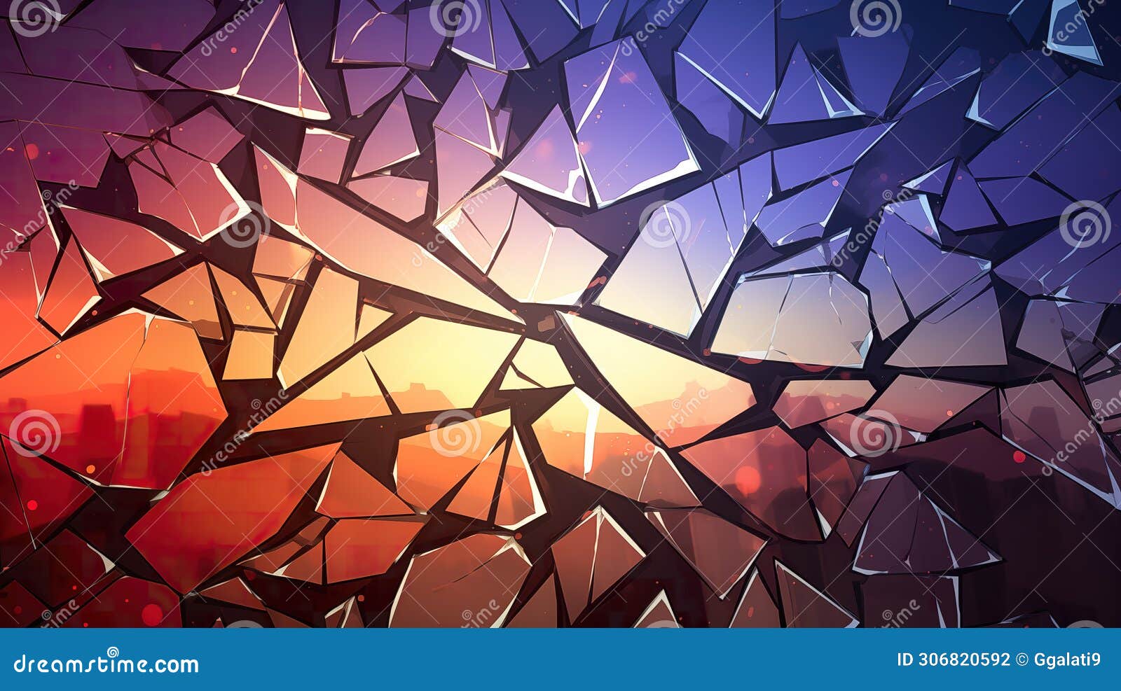 Broken Windows Splitter at Sunset, Template Design Stock Illustration ...