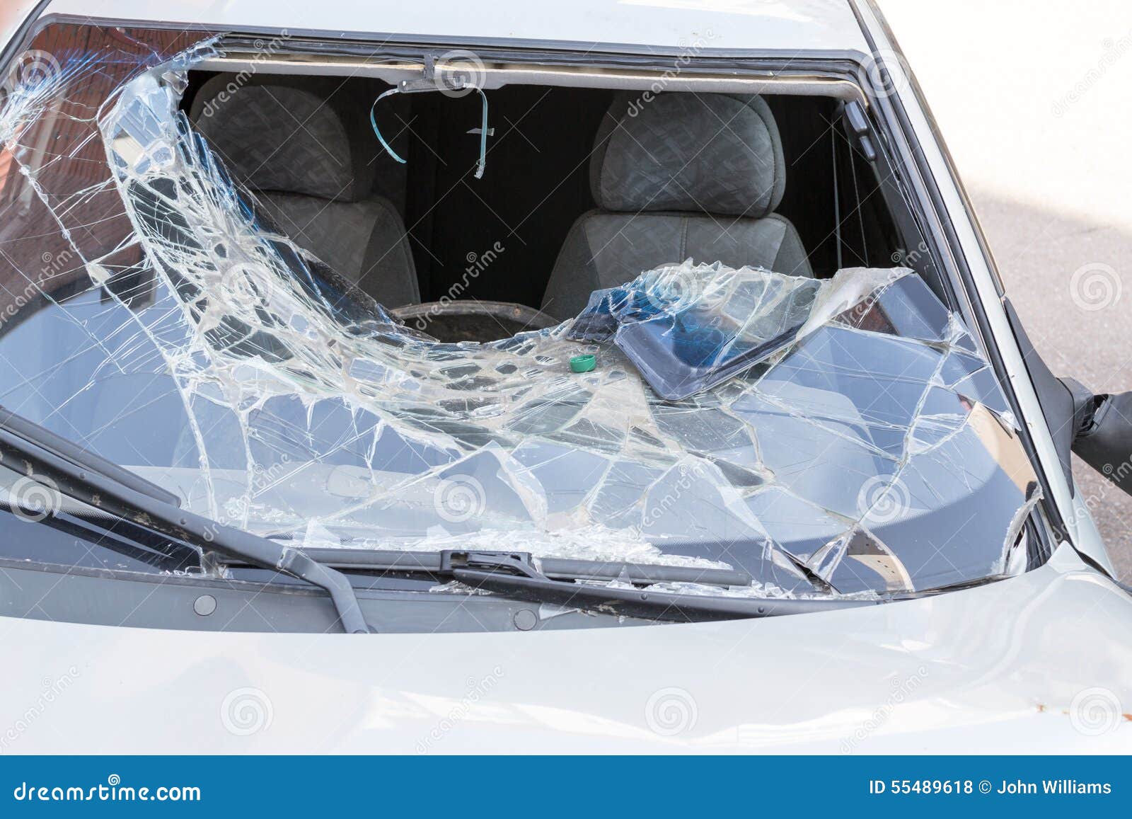 Broken Windscreen of a Car stock photo. Image of accident - 55489618