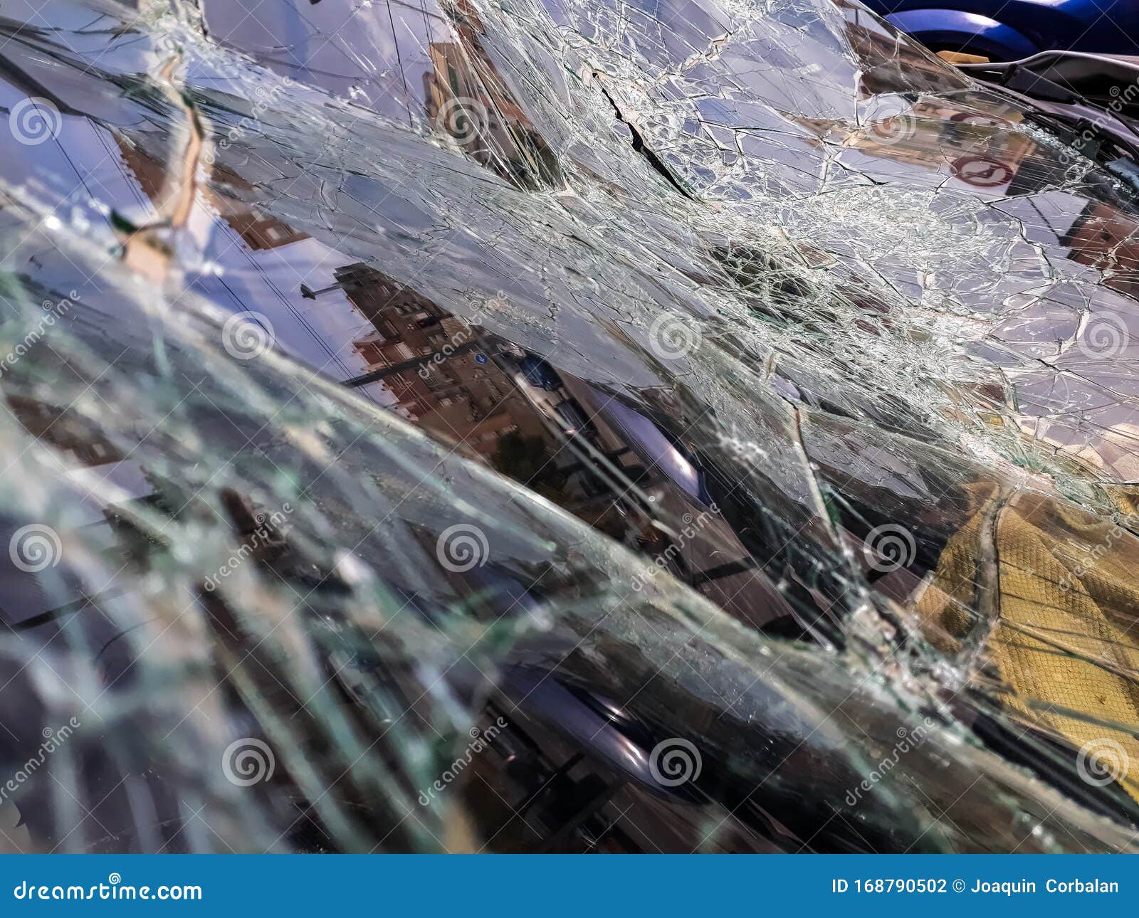 Broken Windshield of Abandoned and Destroyed Car, with Broken Glass ...